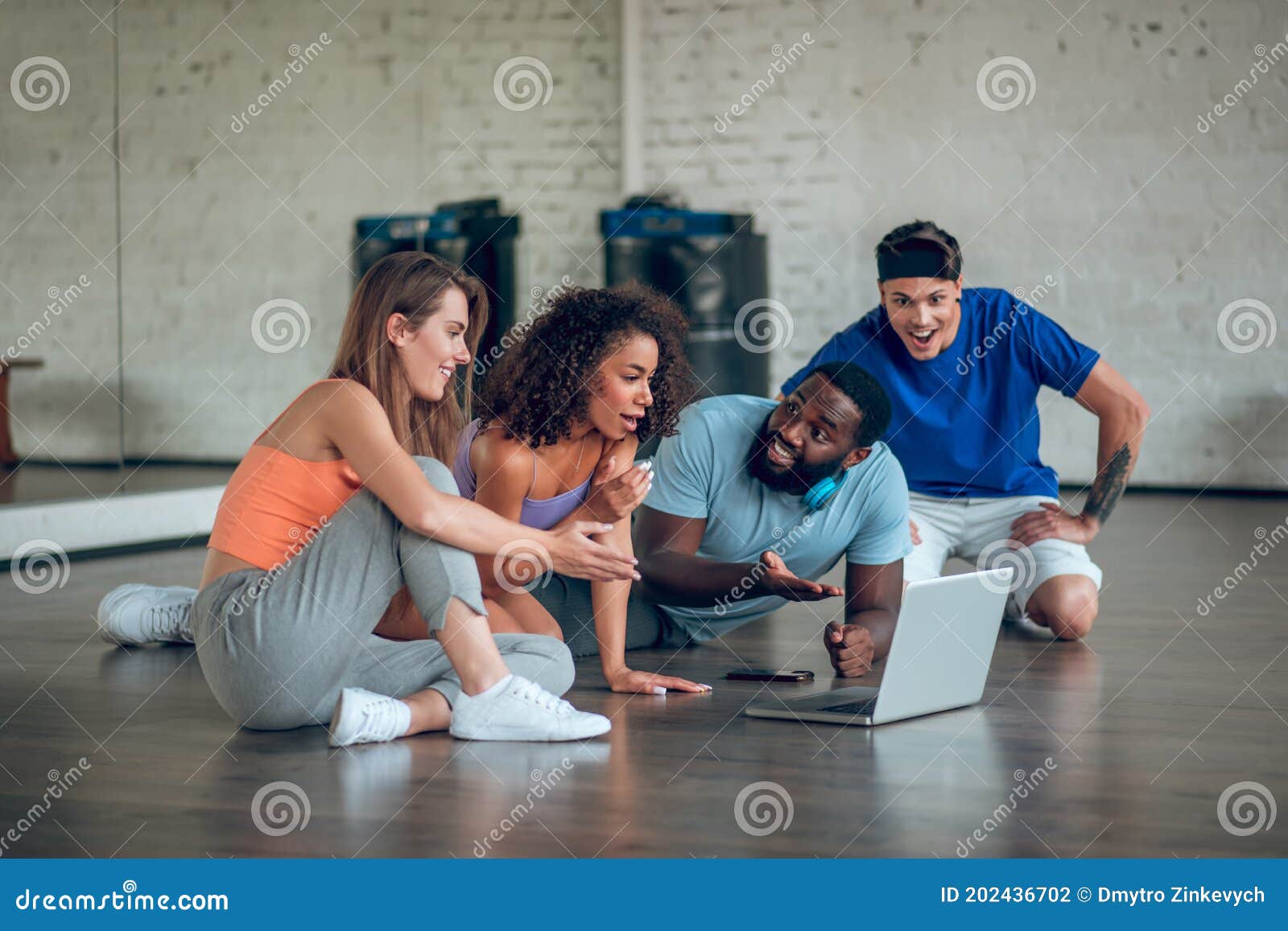 Group of Dancers Watching a Dancing Video in the Class Stock Photo ...