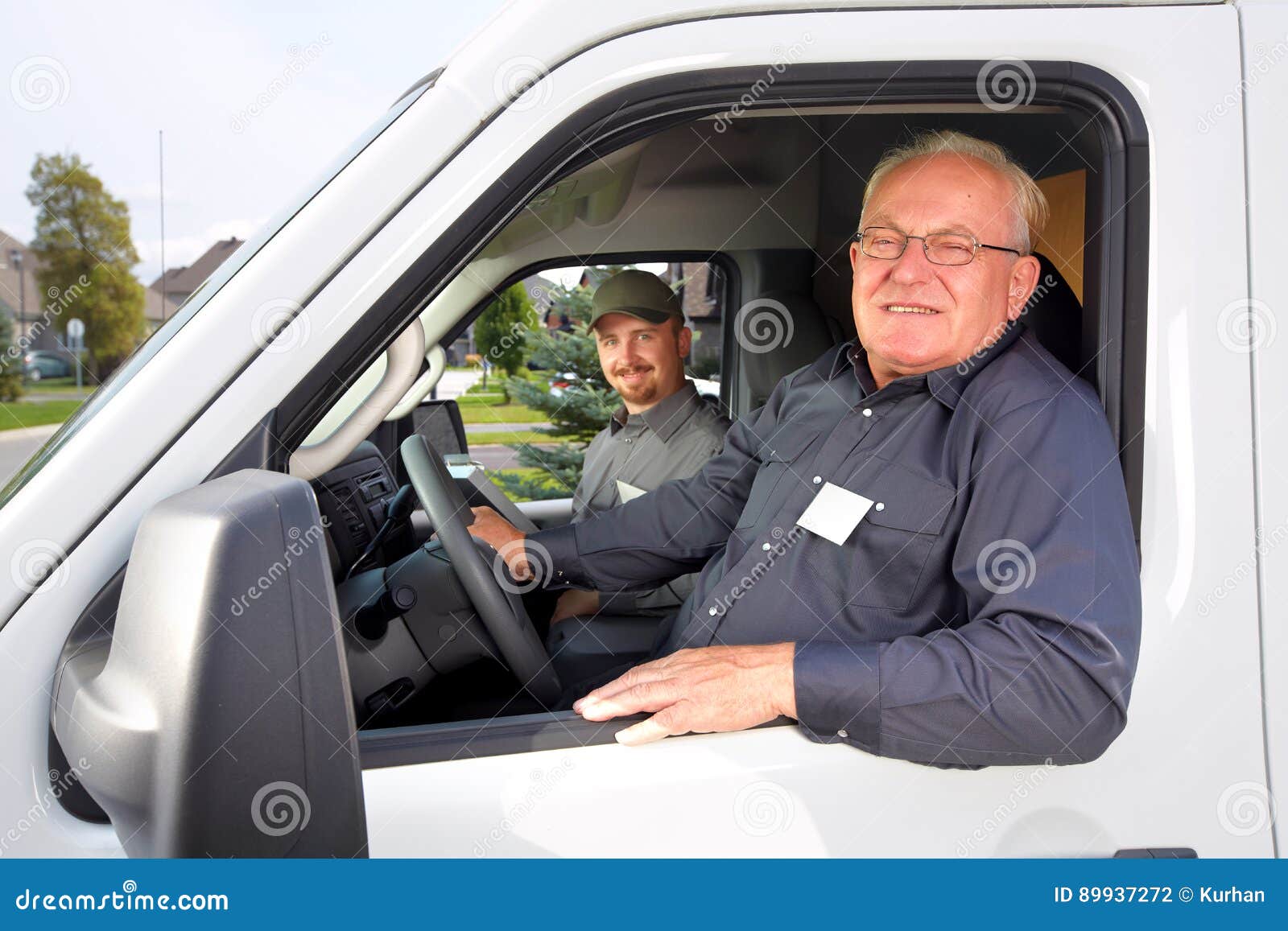 Group of Delivery Man in a Car. Stock Photo - Image of courier, service ...