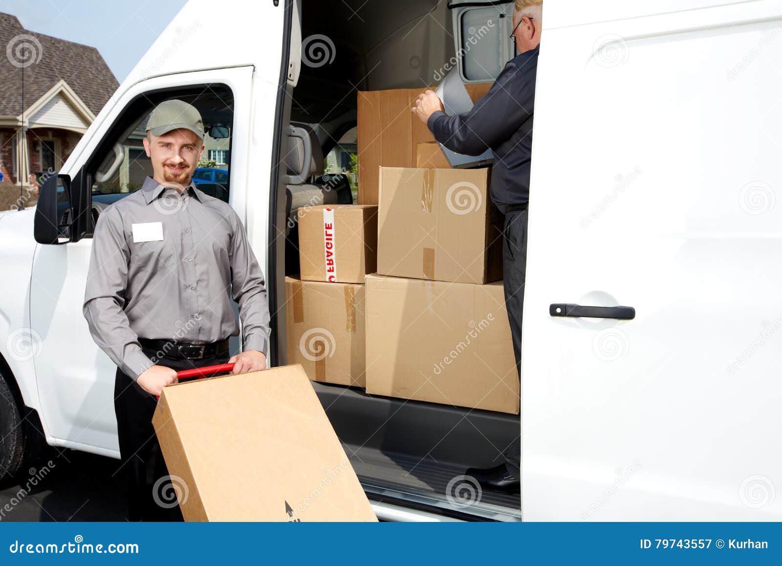 Group of Delivery Man with a Parcel. Stock Image - Image of group ...