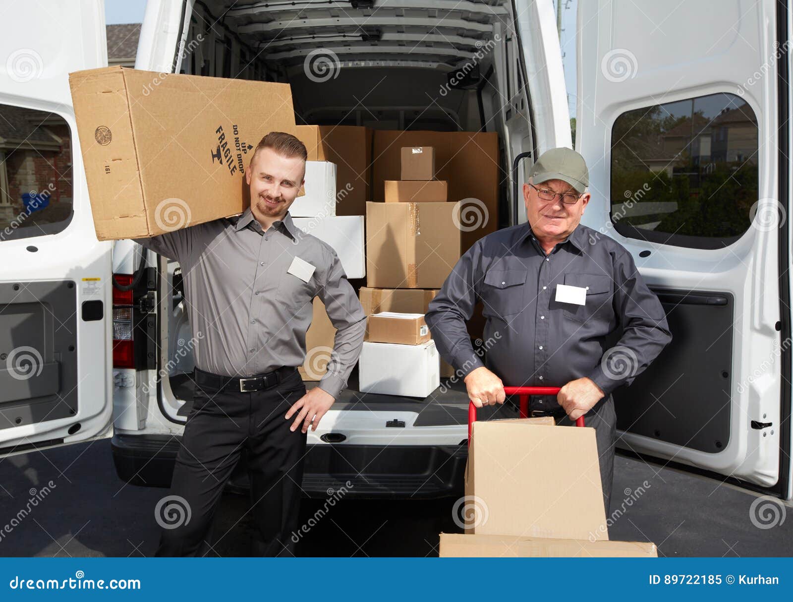 Group of Delivery Man with a Parcel. Stock Image - Image of postal ...