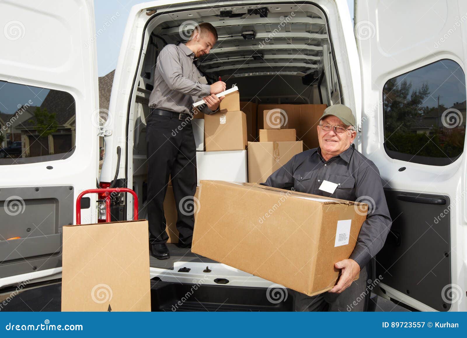 Group of Delivery Man with a Parcel. Stock Image - Image of cargo ...