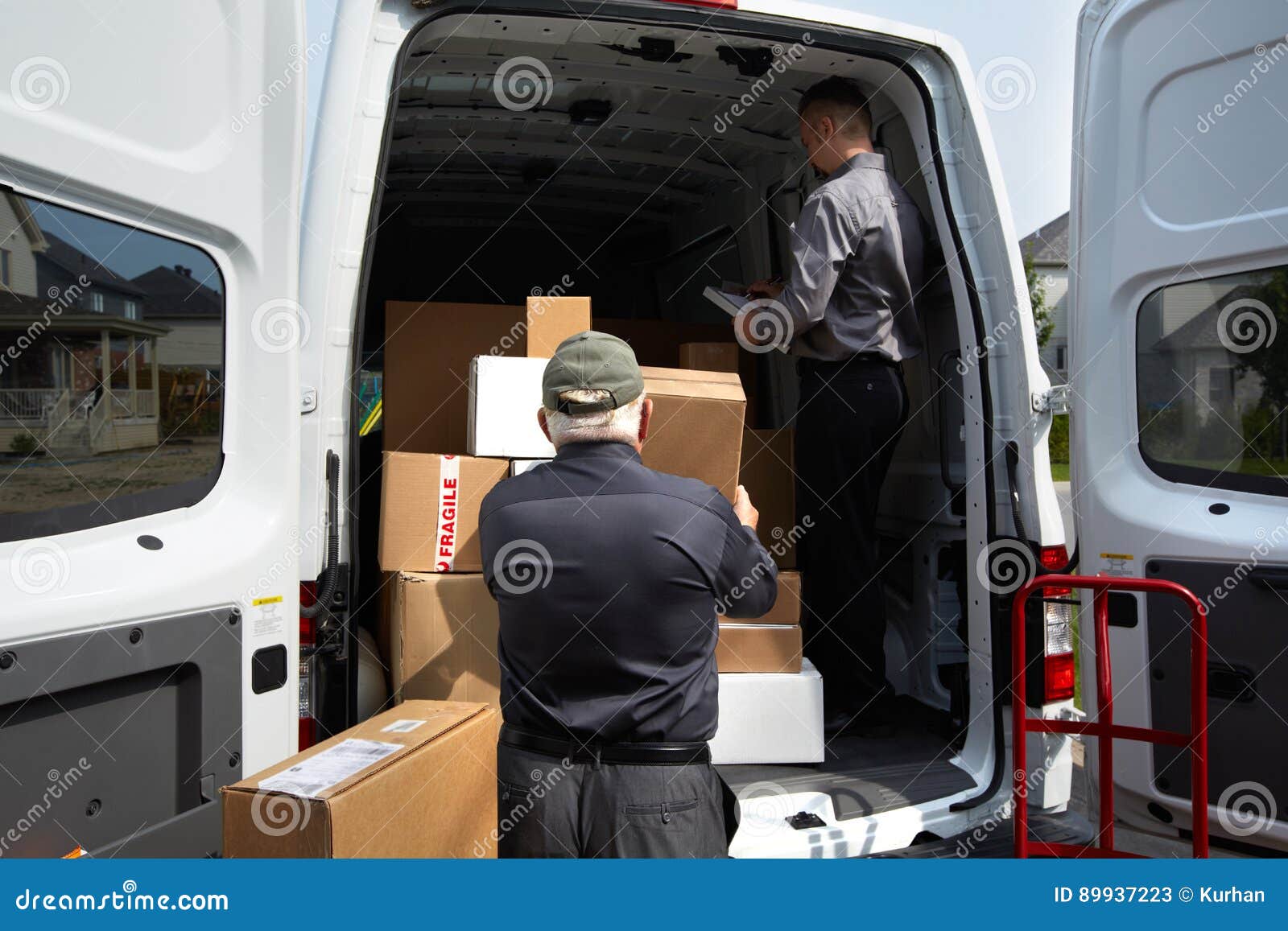 Group of Delivery Man with a Parcel. Stock Image - Image of post ...