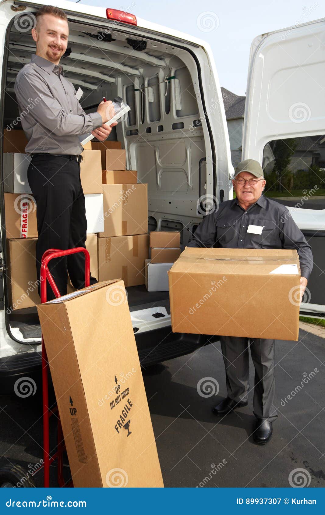 Group of Delivery Man with a Parcel. Stock Image - Image of express ...