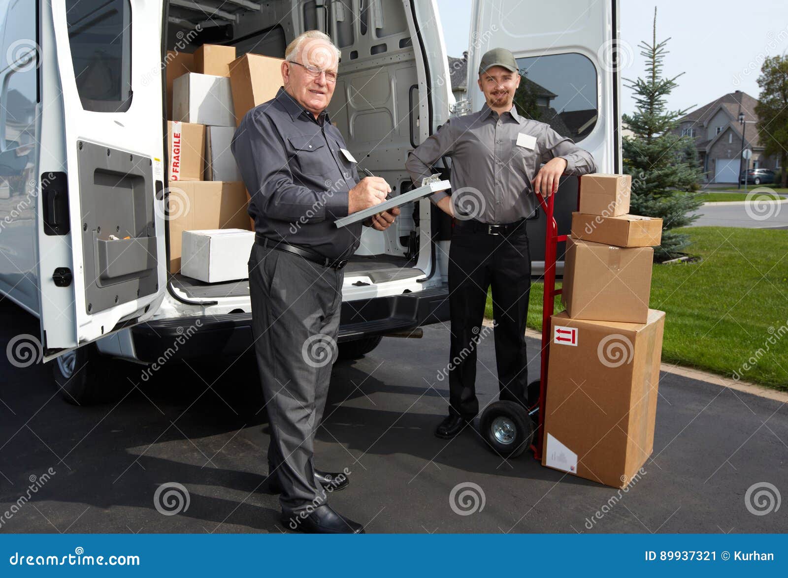 Group of Delivery Man with a Parcel. Stock Image - Image of people ...