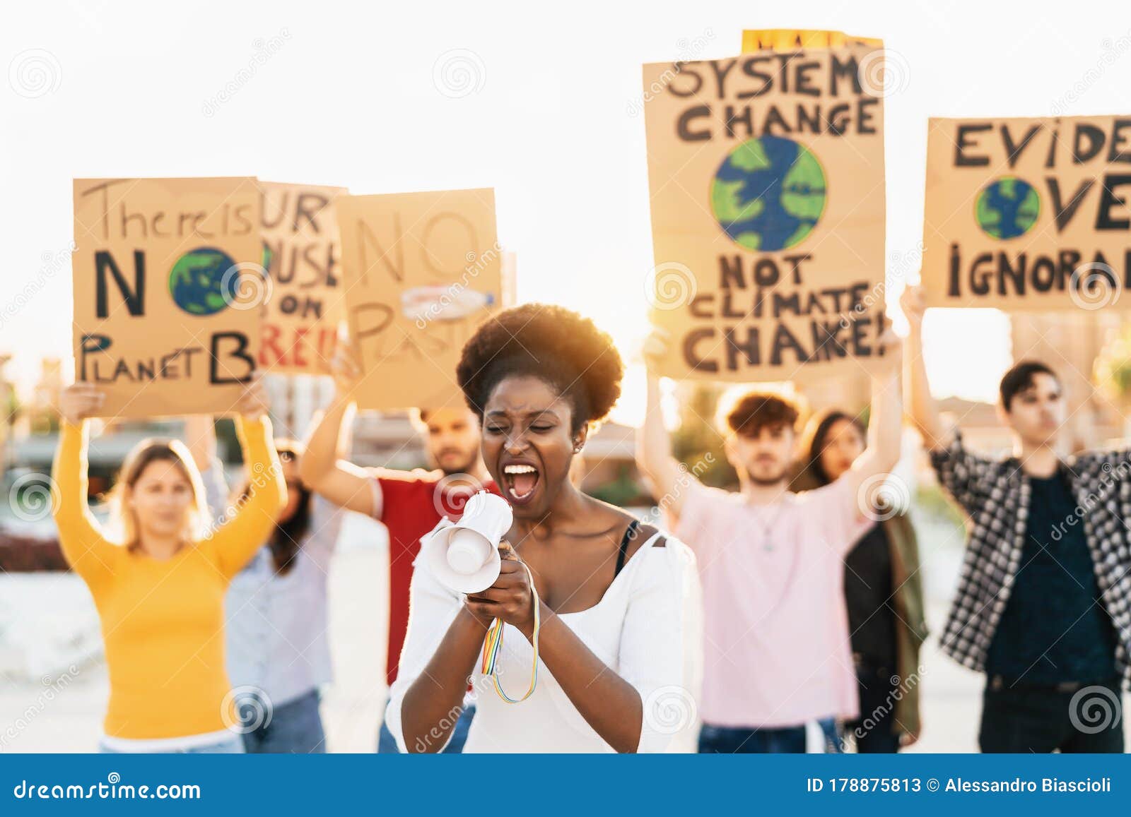 Group Demonstrators Protesting Against Plastic Pollution and Climate ...