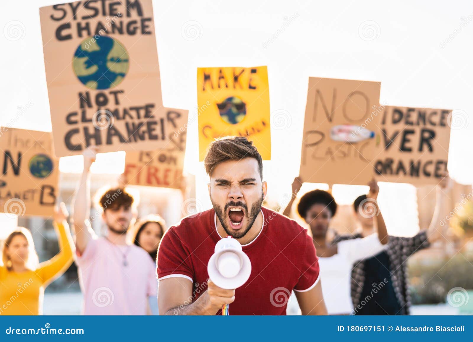 Group Demonstrators Protesting Against Plastic Pollution And Climate ...