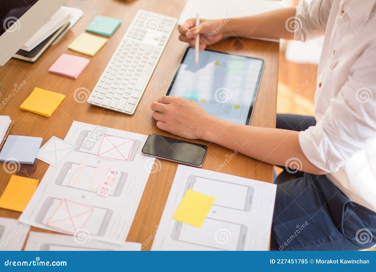 Group of Designer , or Programmer Drawing Website UX Layout App ...