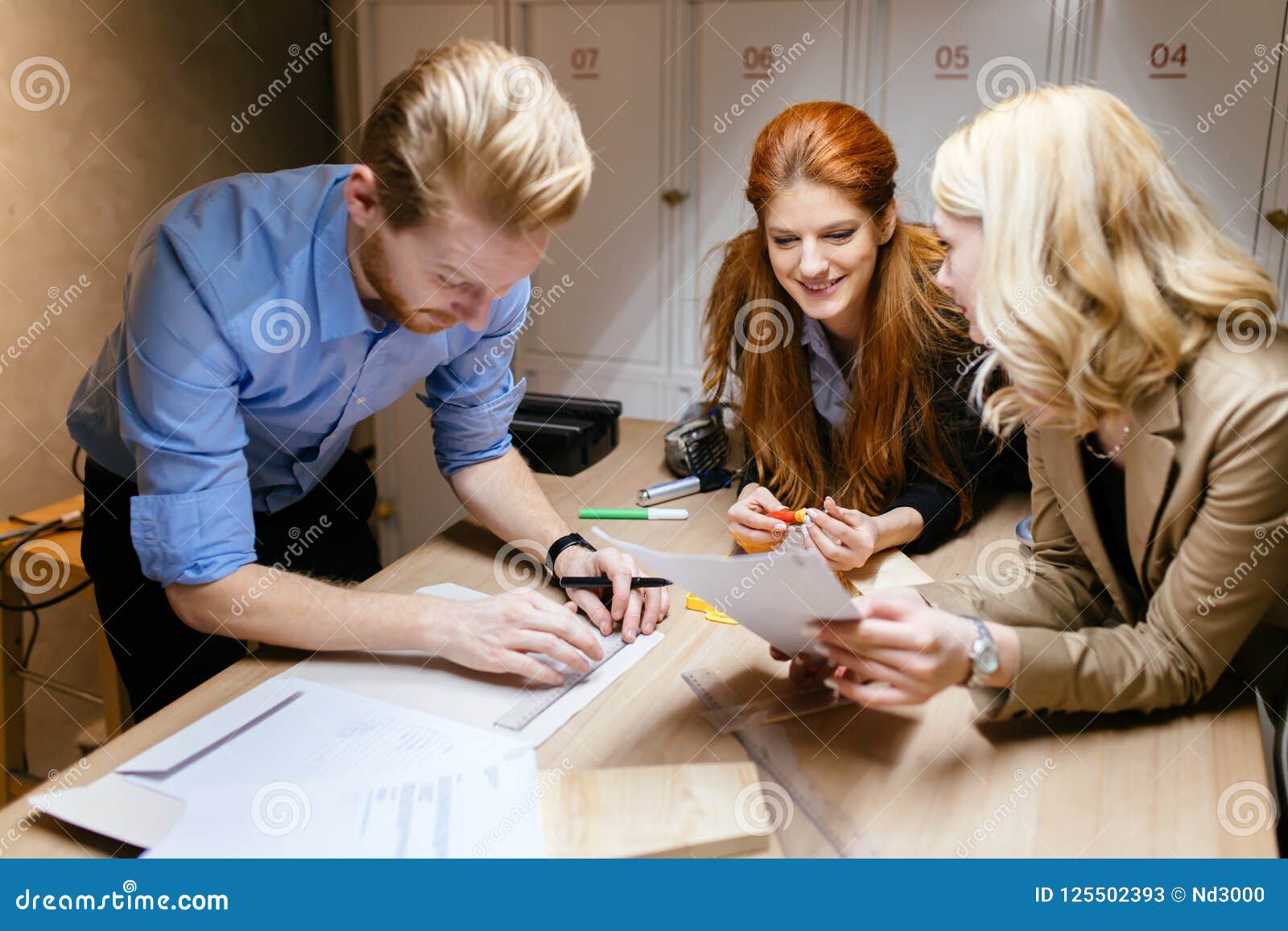 Group of Designer Working on Project Stock Image - Image of board ...