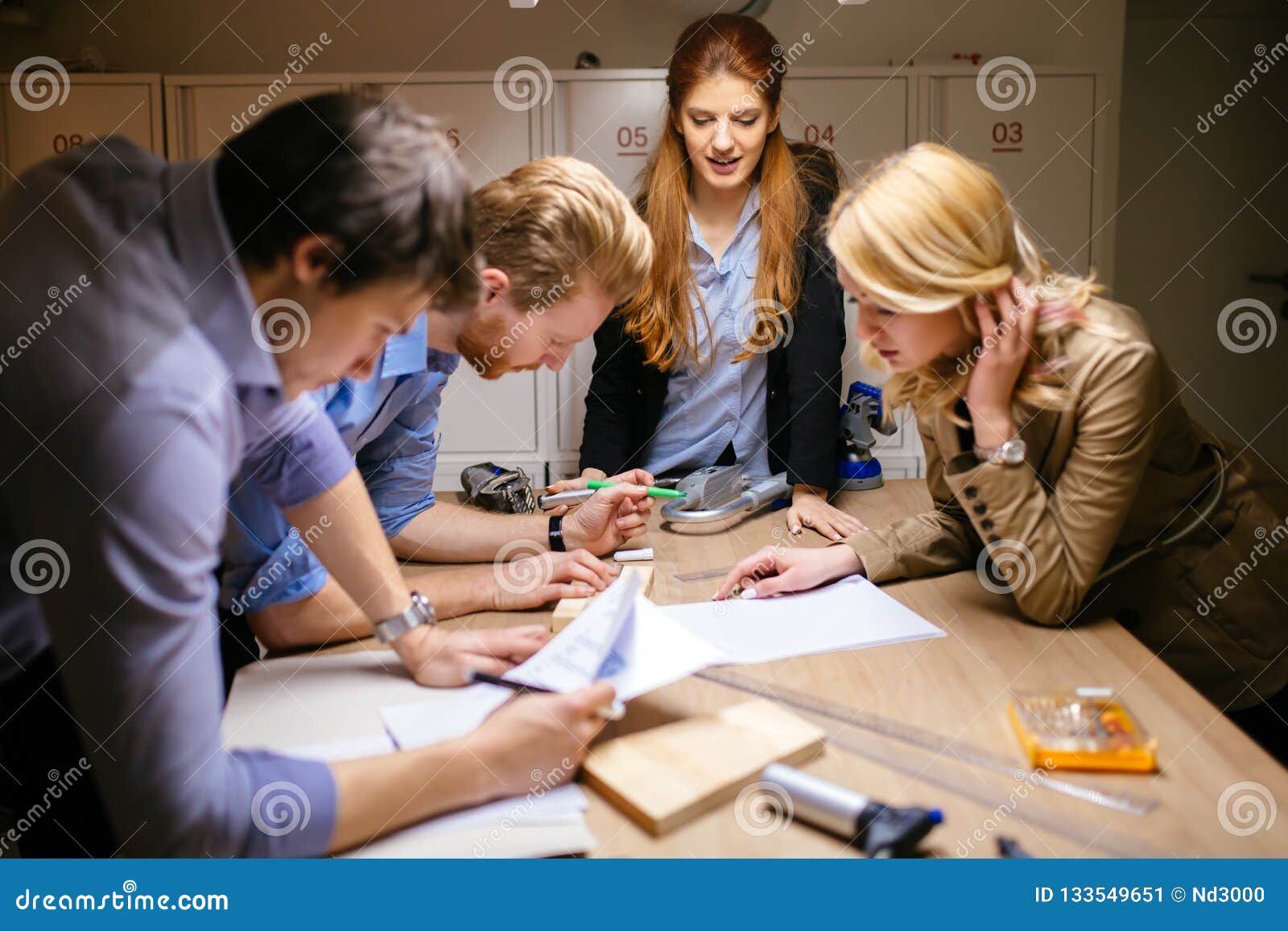 Group of Designer Working on Project Stock Image - Image of industry ...
