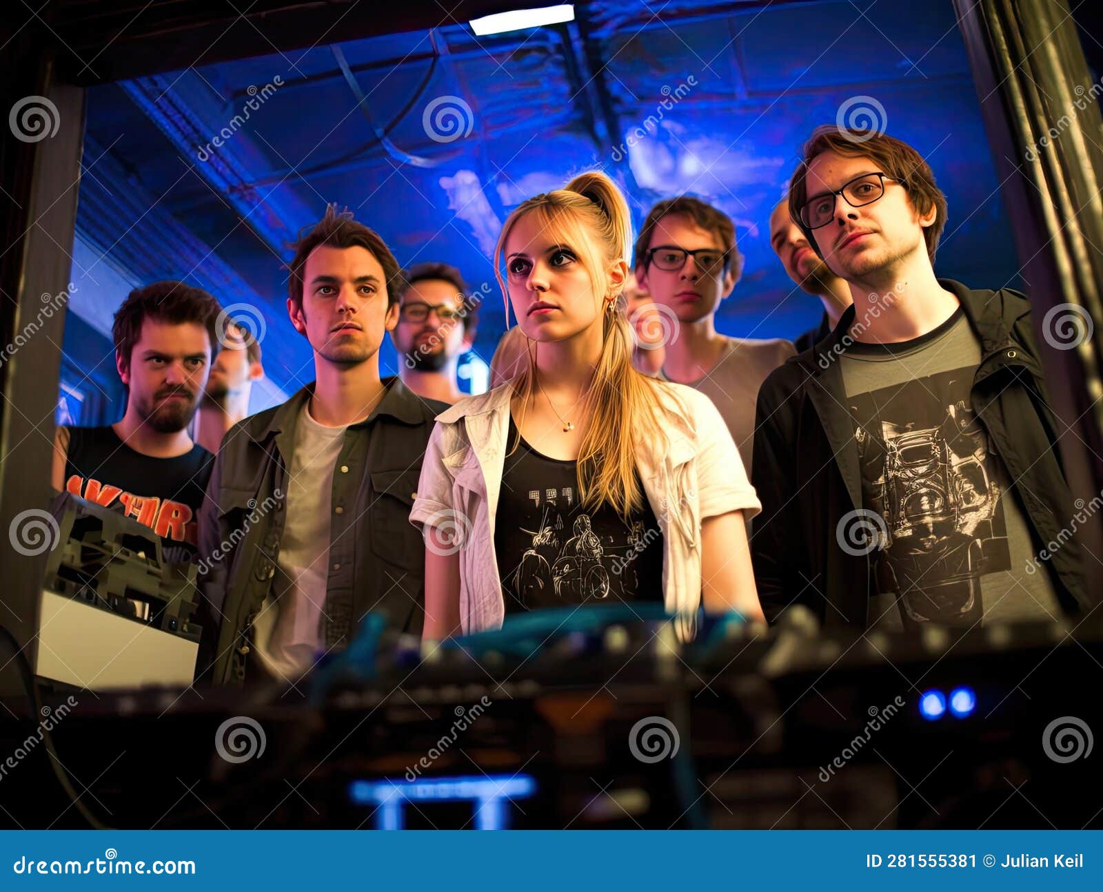 Cyber Activists Posing with Digital Protest Poster Stock Illustration ...