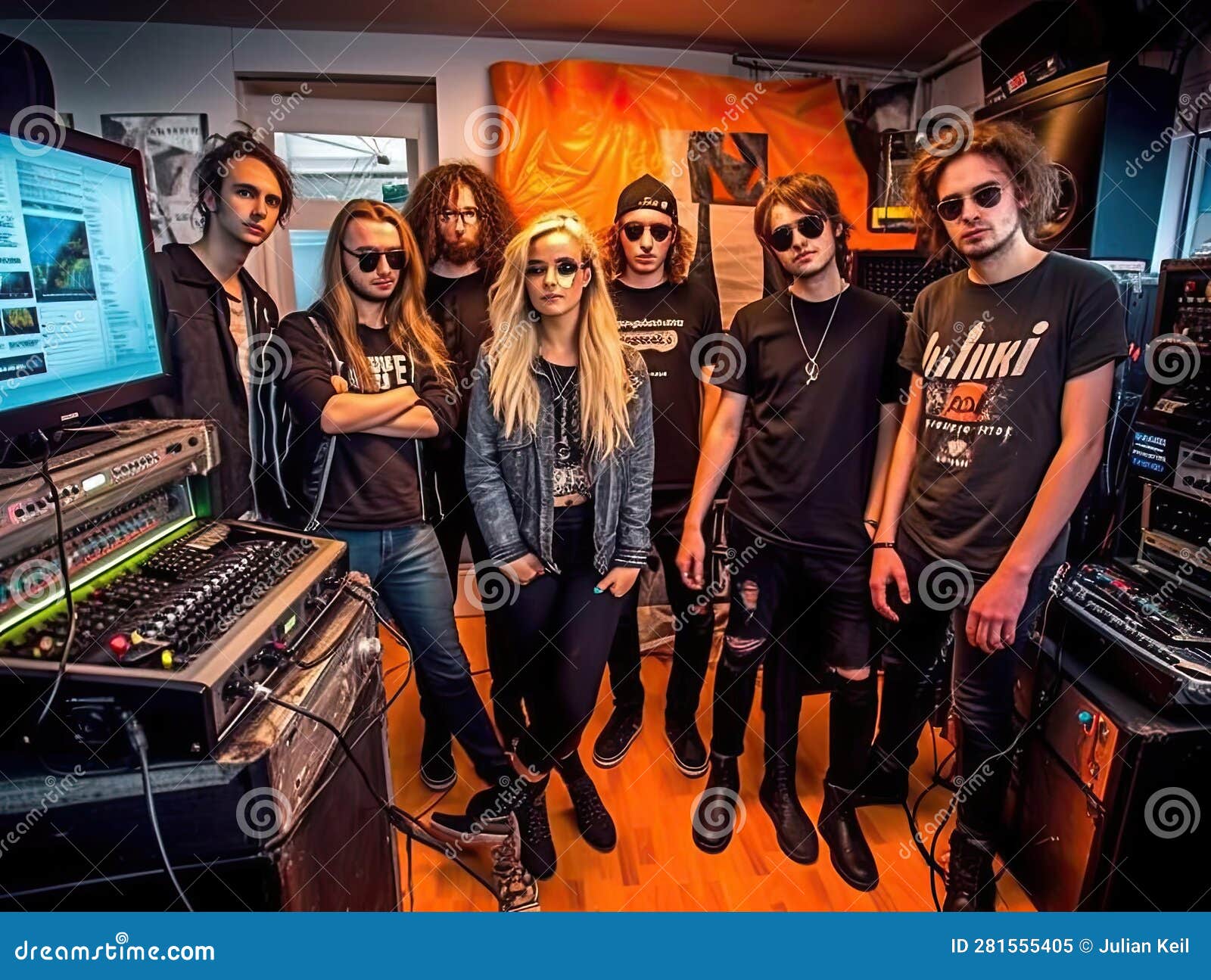 Cyber Activists Posing with Digital Protest Poster Stock Illustration ...