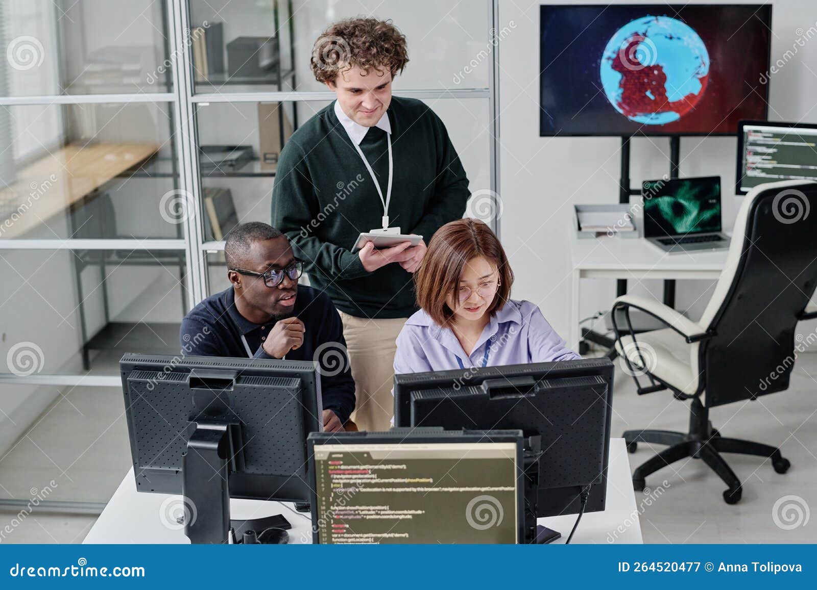 Group of Developers Working in Team Stock Image - Image of discussion ...