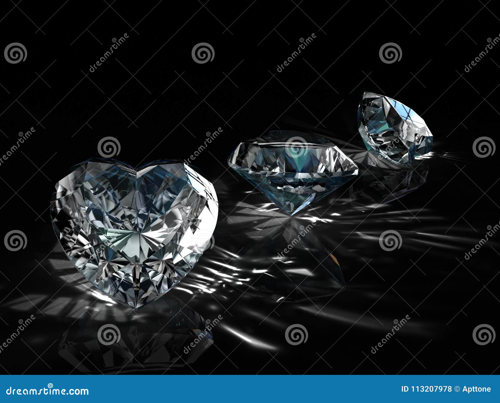 Group Of Diamonds On Black Background. Beautiful Sparkling Shining ...