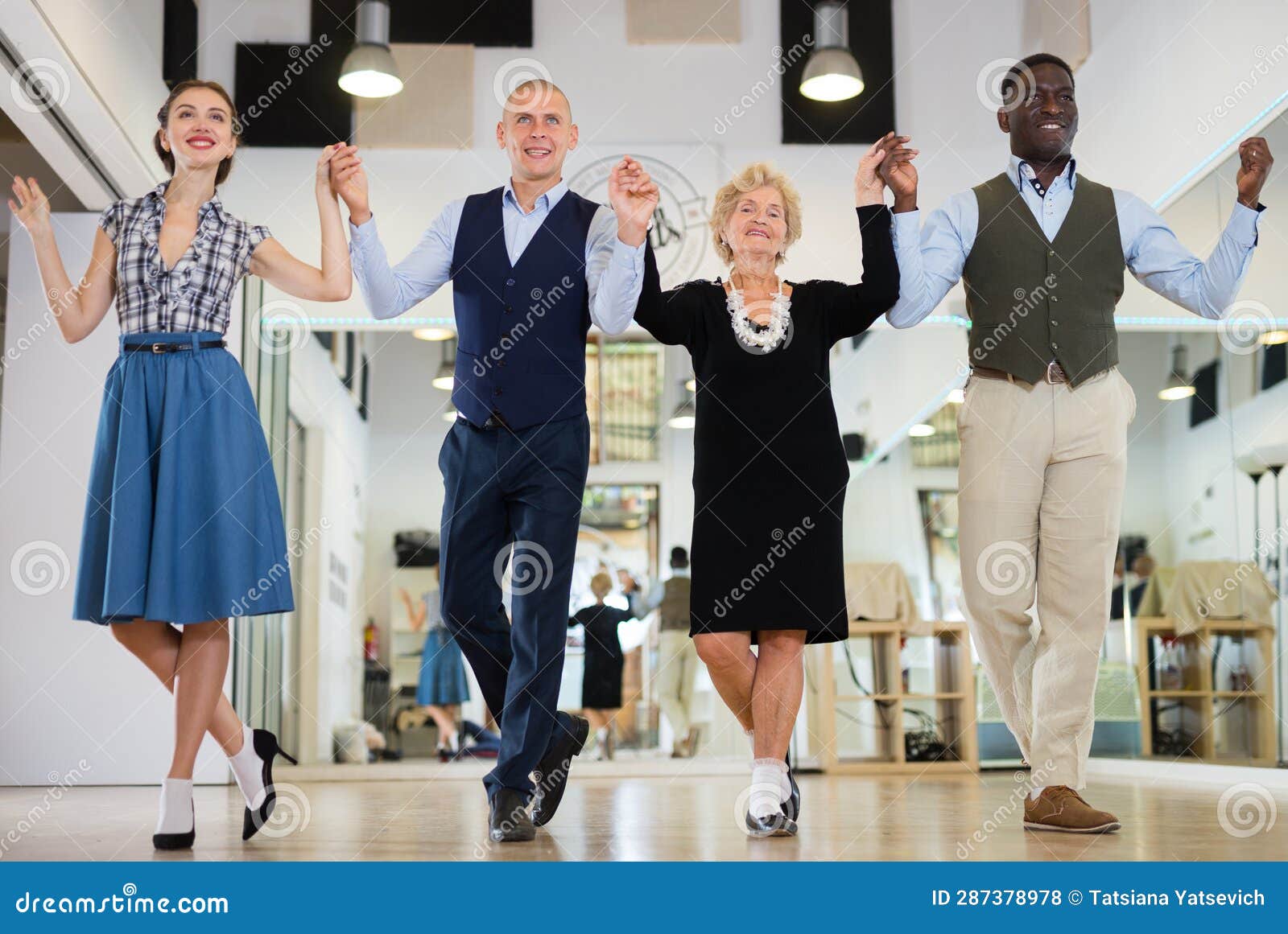 Group of Different Age Dancers Preparing Swing Performance Stock Photo ...