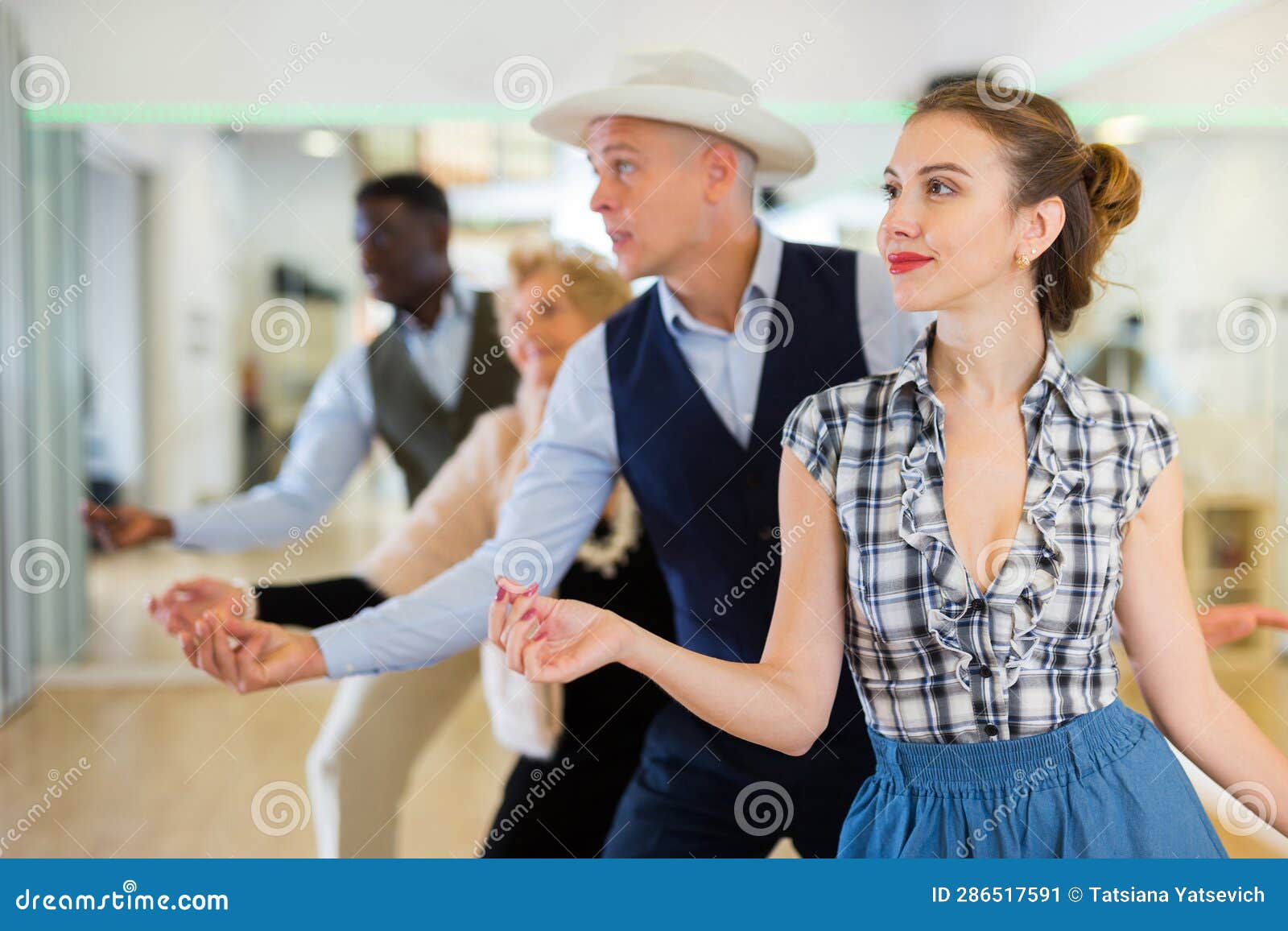 Group of Different Age Dancers Preparing Swing Performance Stock Image ...