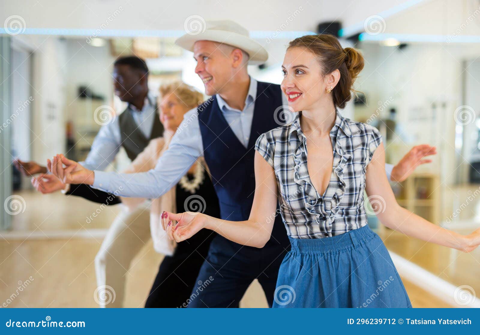 Group of Different Age Dancers Preparing Swing Performance Stock Photo ...