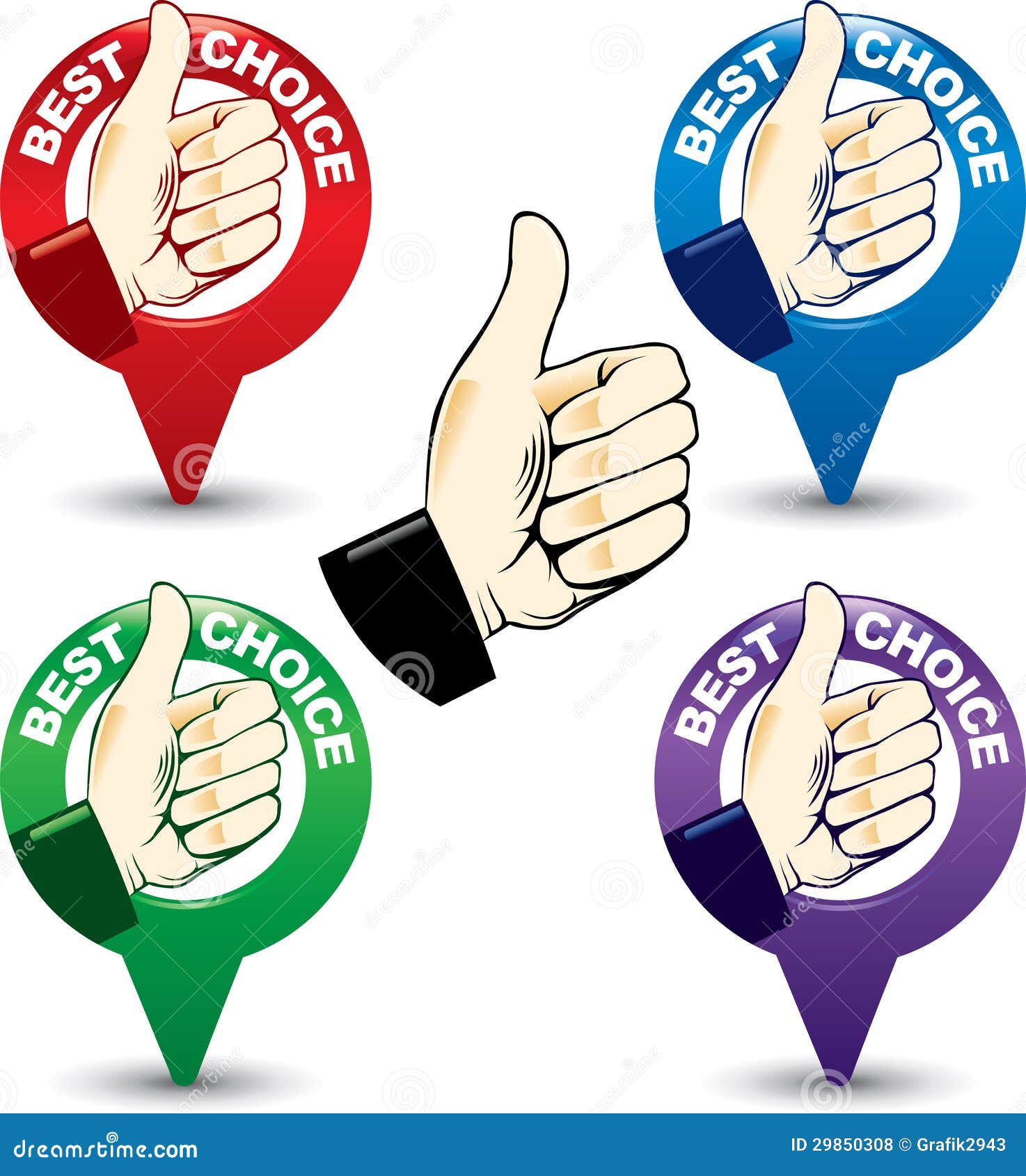 Set of Different Best Choice Sign with Thumb Up Stock Vector ...