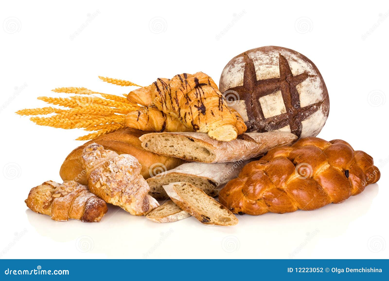 Different Bread Slices On Wooden Table, Pastries Combination, Rye Bread ...