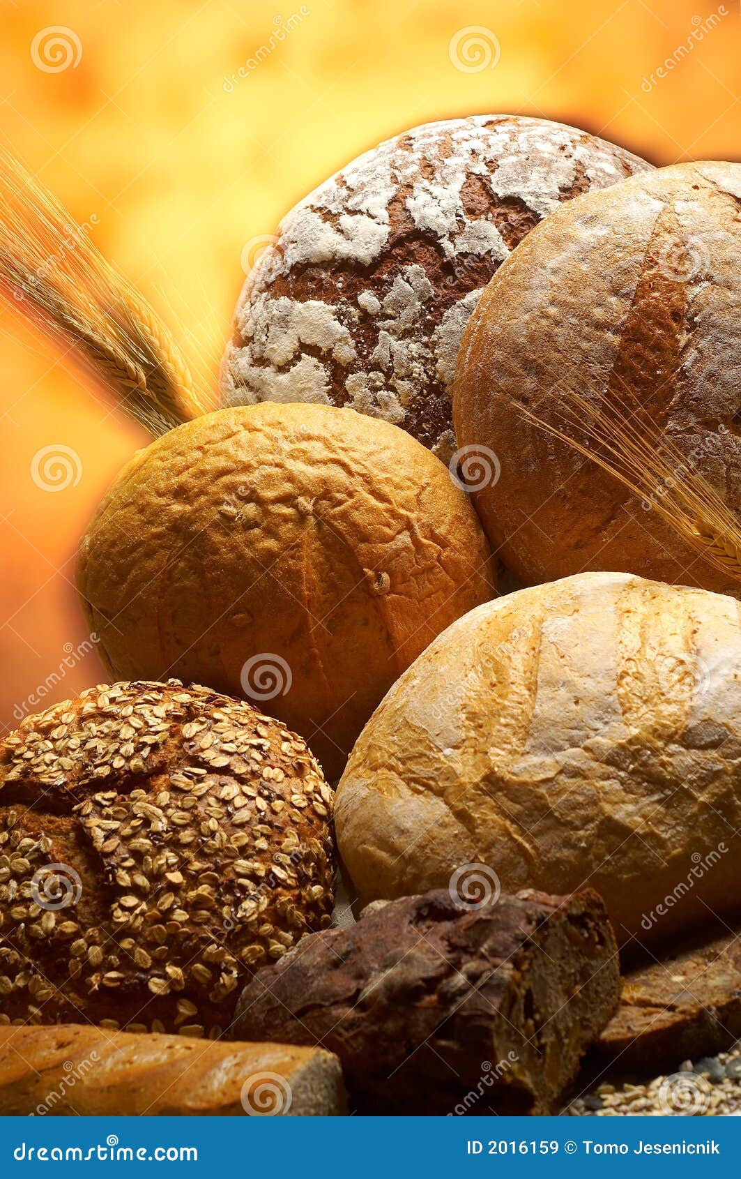 Different Bread Slices On Wooden Table, Pastries Combination, Rye Bread ...