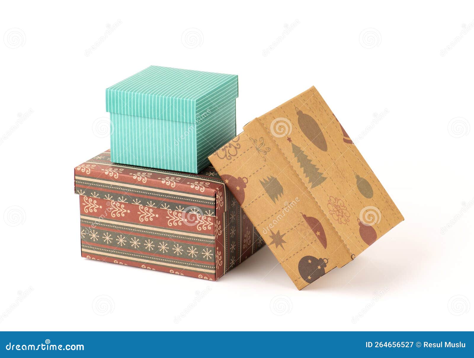 Group of Different Christmas Gift Boxes Stock Image - Image of cube ...