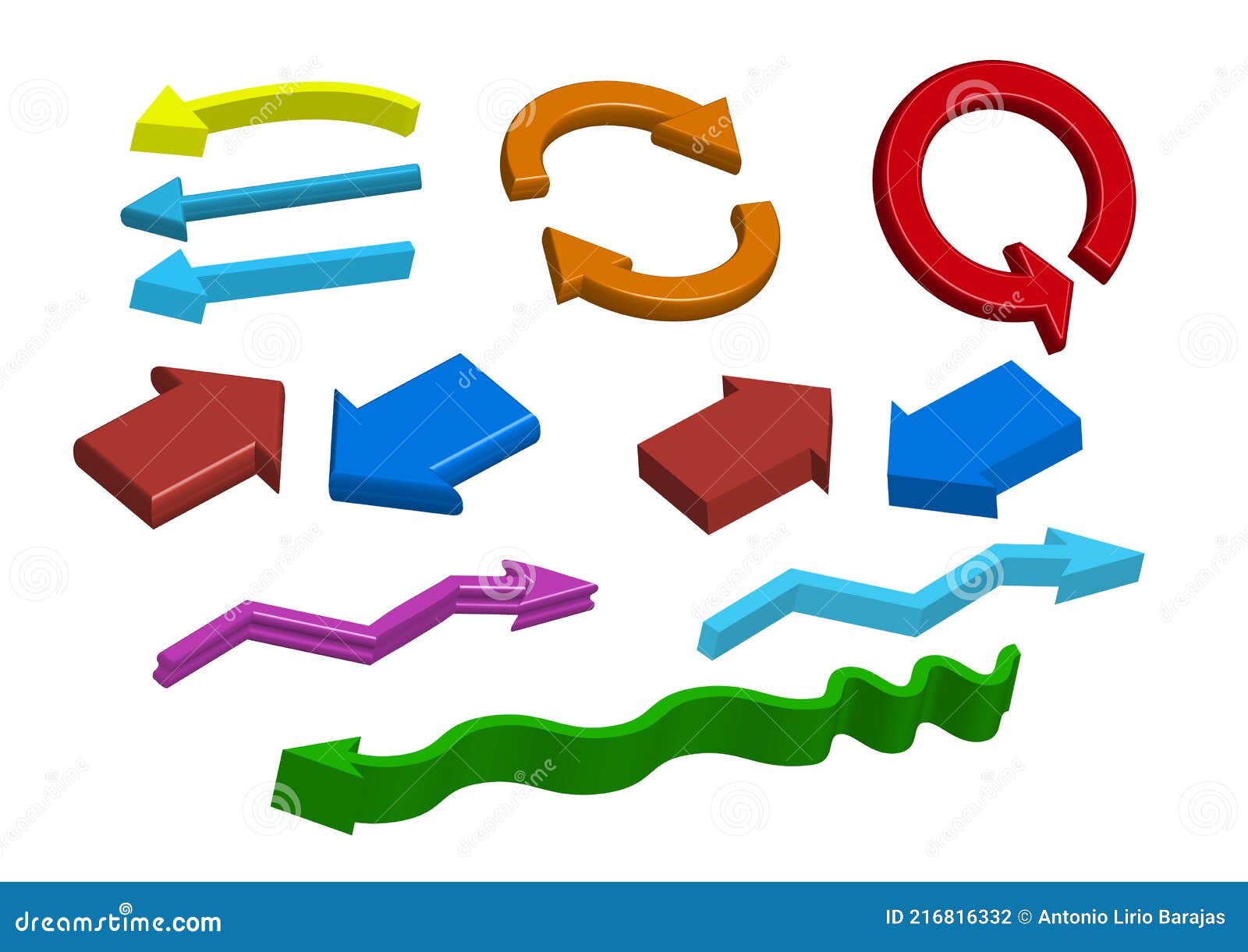 Group of Different Color 3d Arrows. Good for Sign. Vector Illustration ...