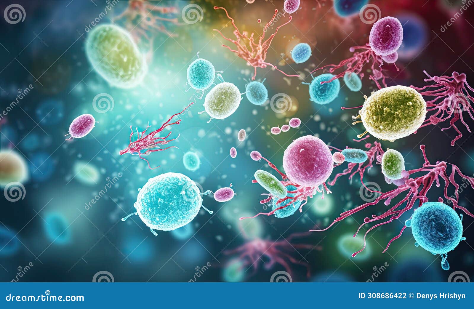 Group of Different Colored Cells Stock Photo - Image of microorganisms ...