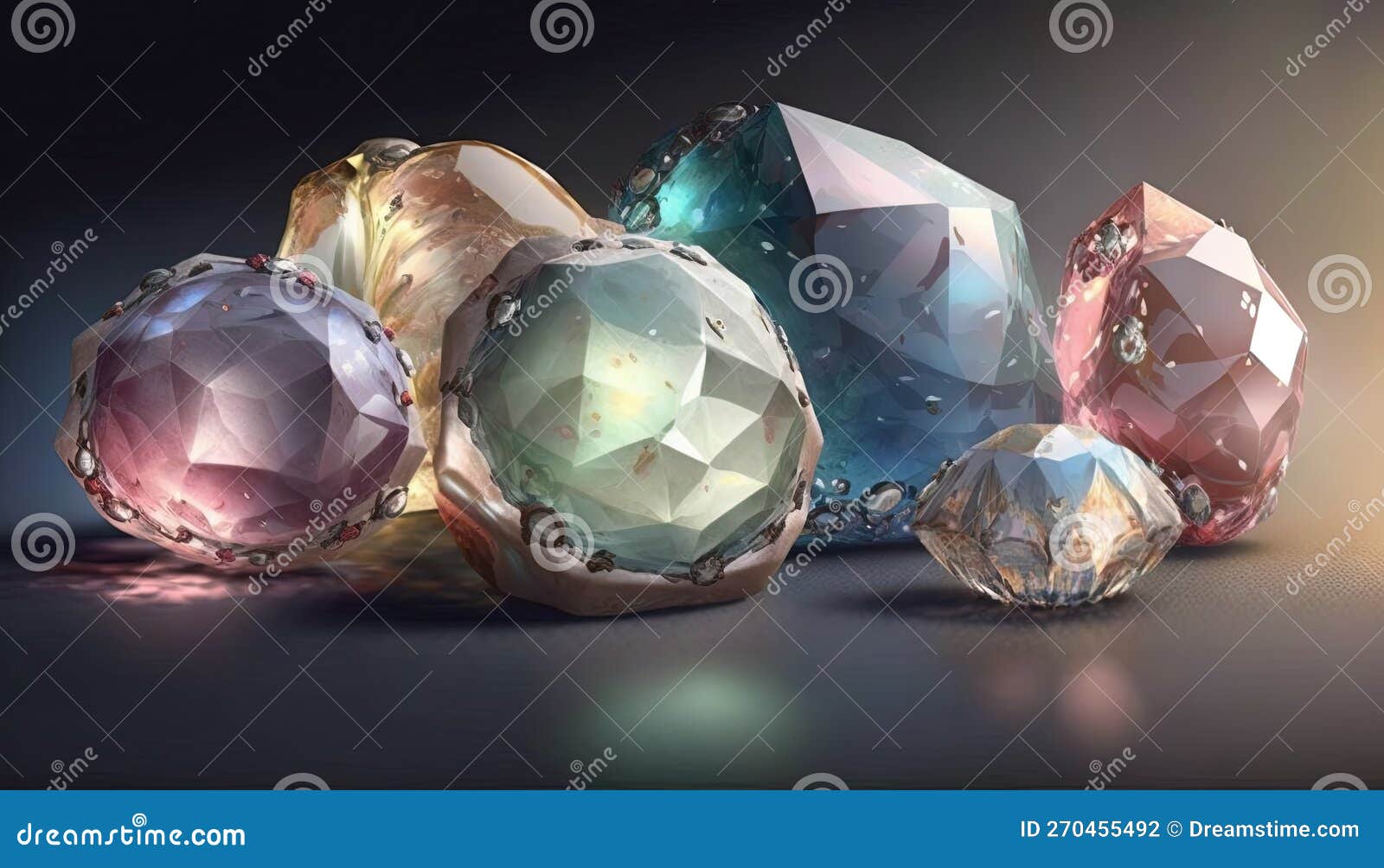 A Group of Different Colored Diamonds on a Black Surface with a Light ...
