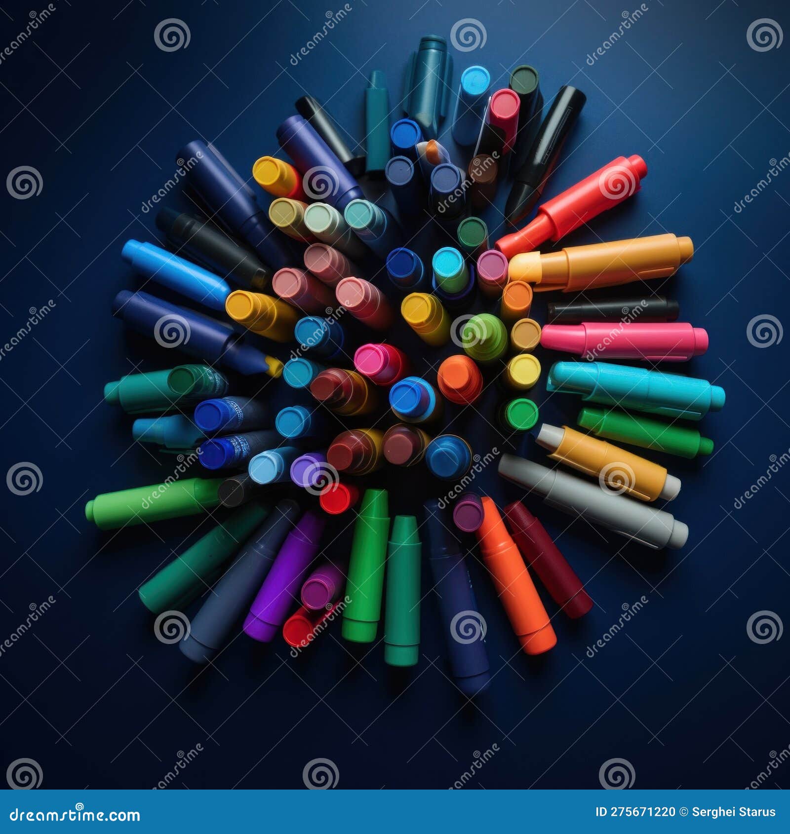 A Group of Different Colored Markers Arranged in a Circle. AI ...