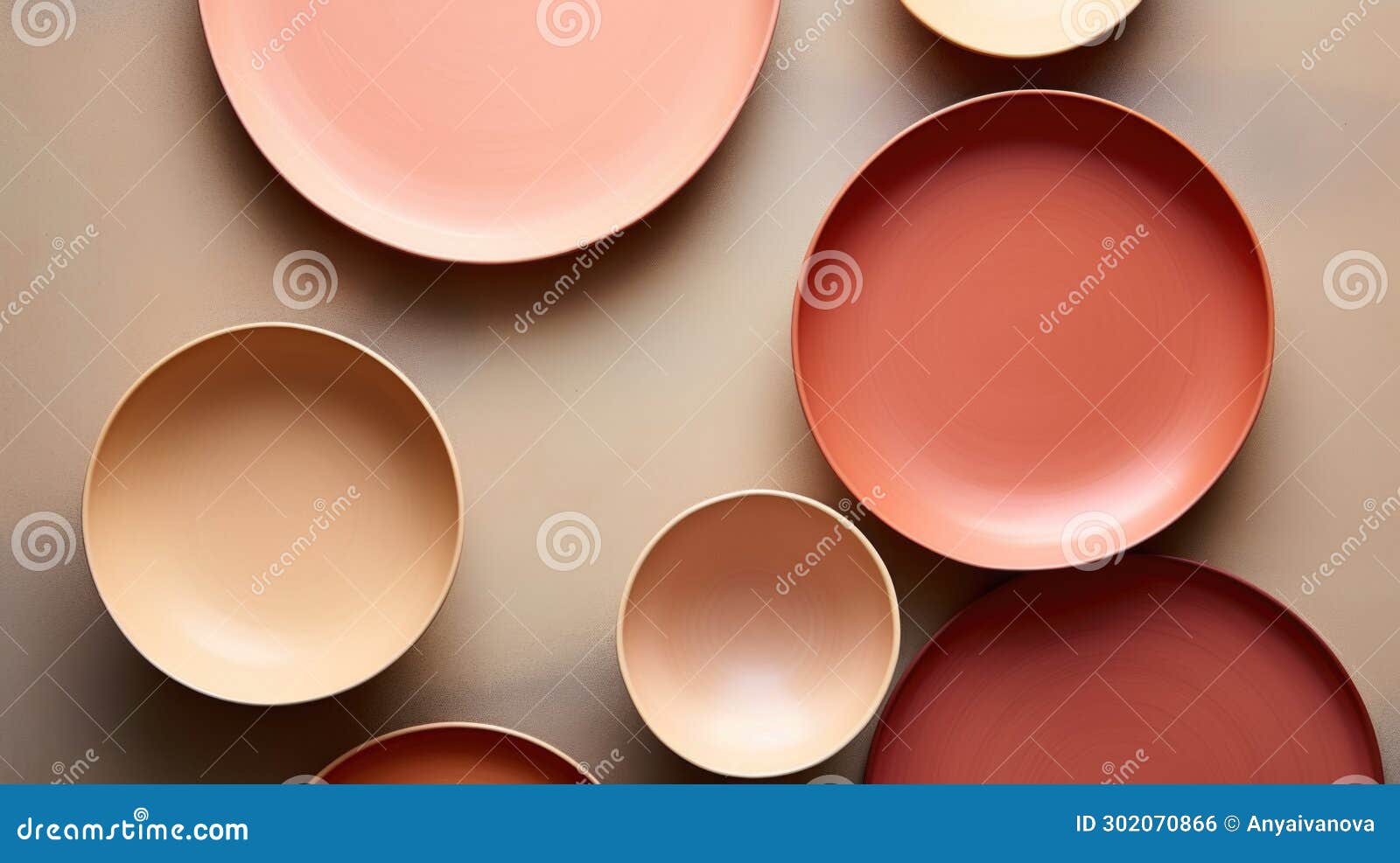 A Group of Different Colored Plates on a Table Stock Illustration ...