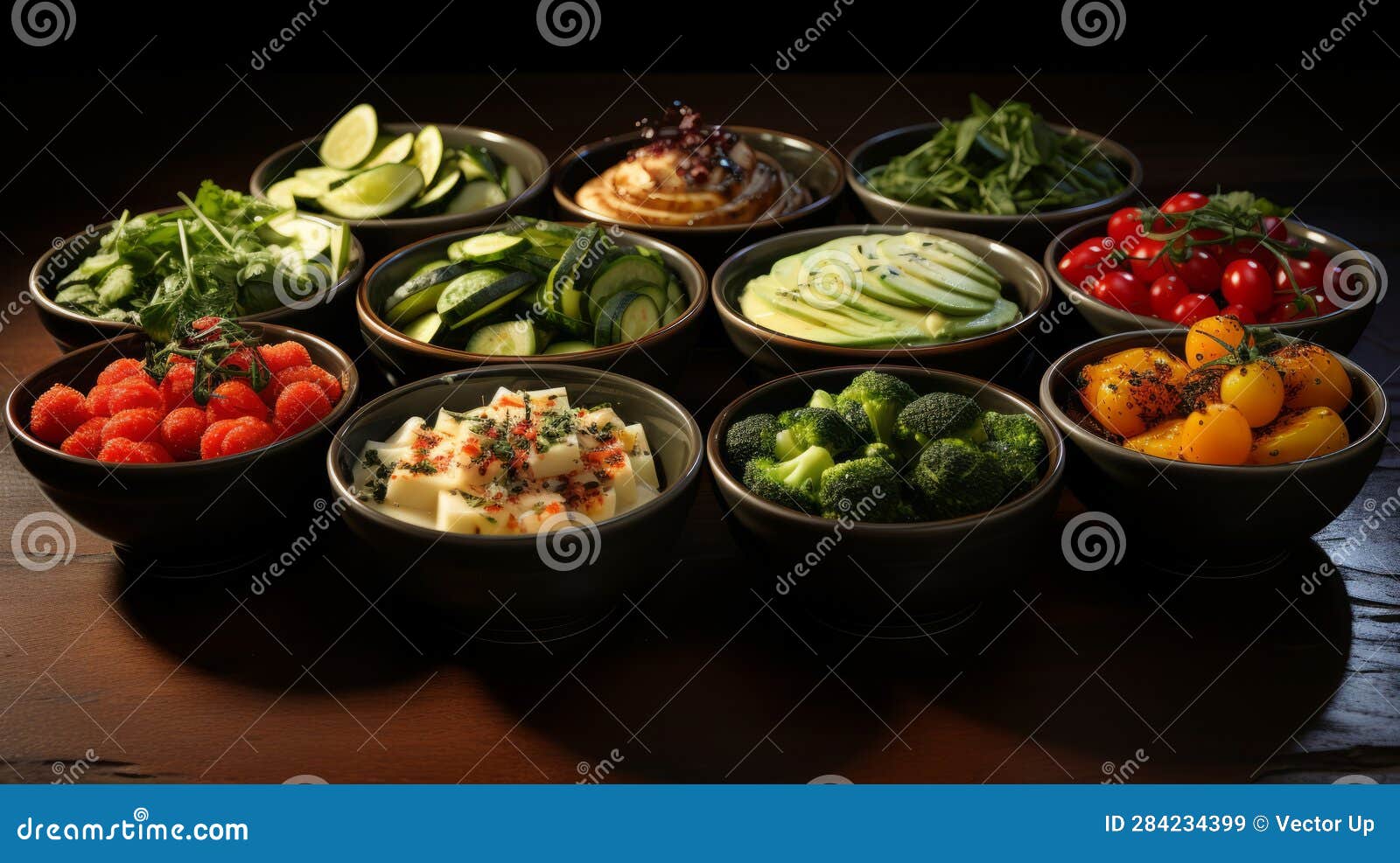 A Group of Different Foods in Bowls. Generative AI. Stock Illustration ...