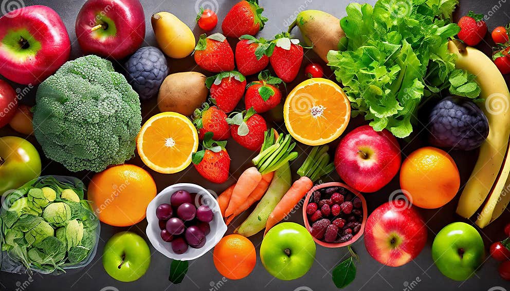 Group of Different Fruit and Vegetables Stock Illustration ...