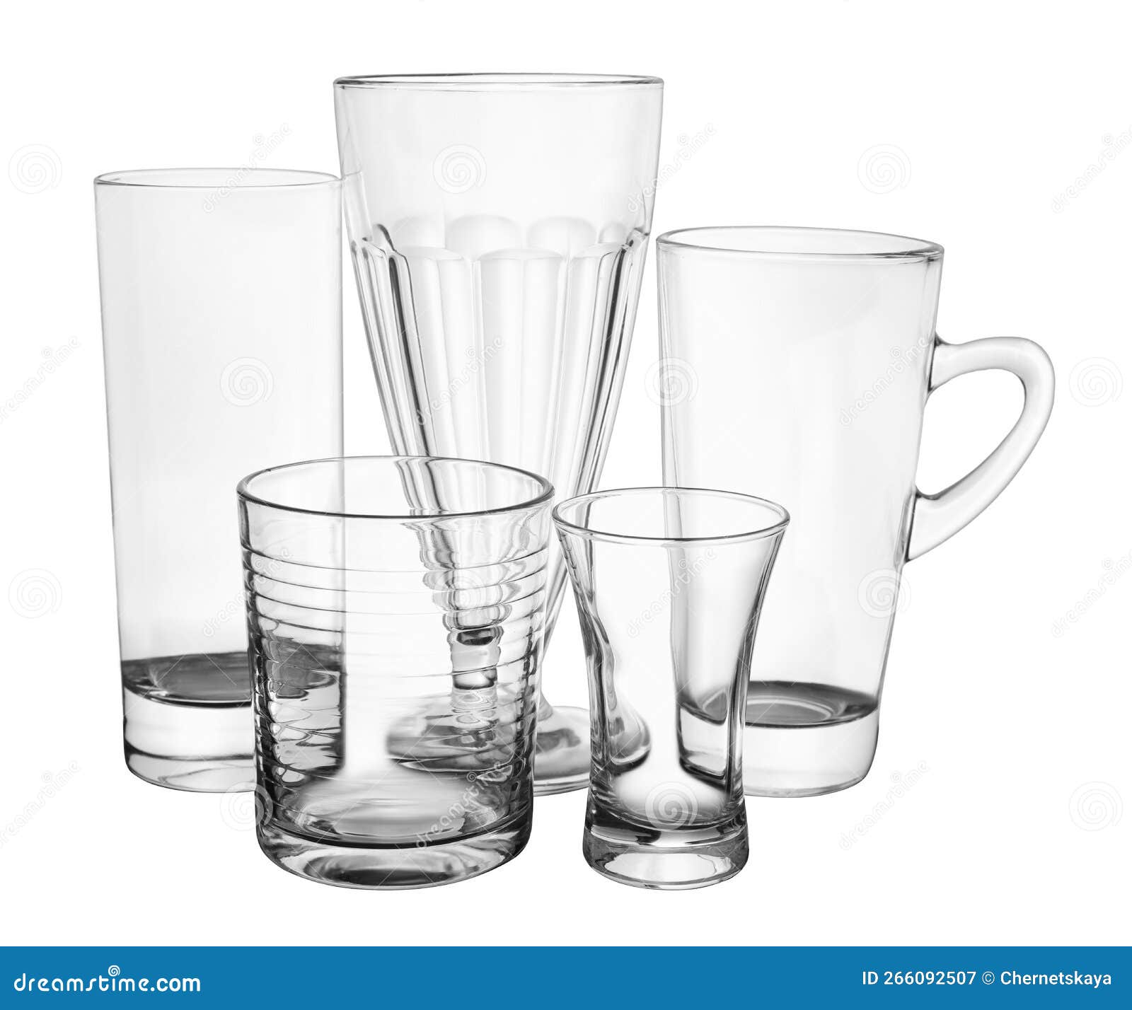 Group of Different Glassware Isolated on White Stock Image - Image of ...