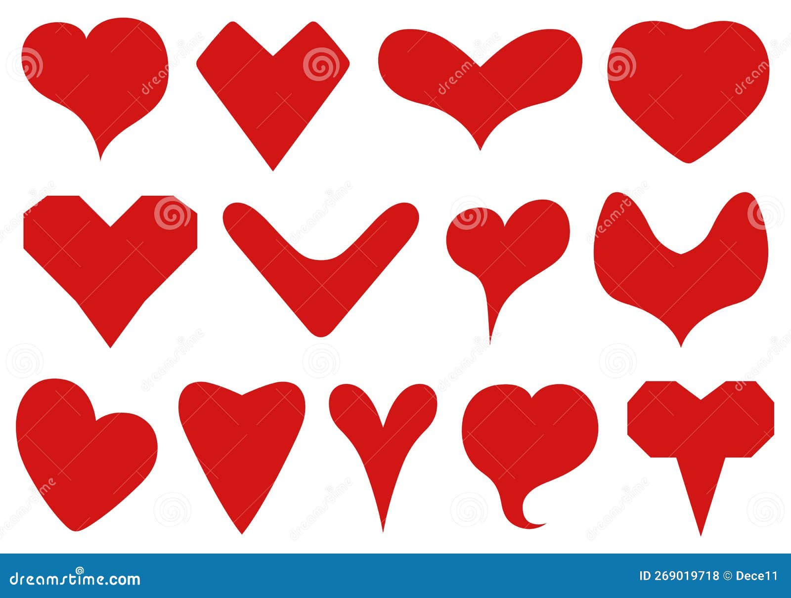 Group of Different Heart Shapes Stock Illustration - Illustration of ...