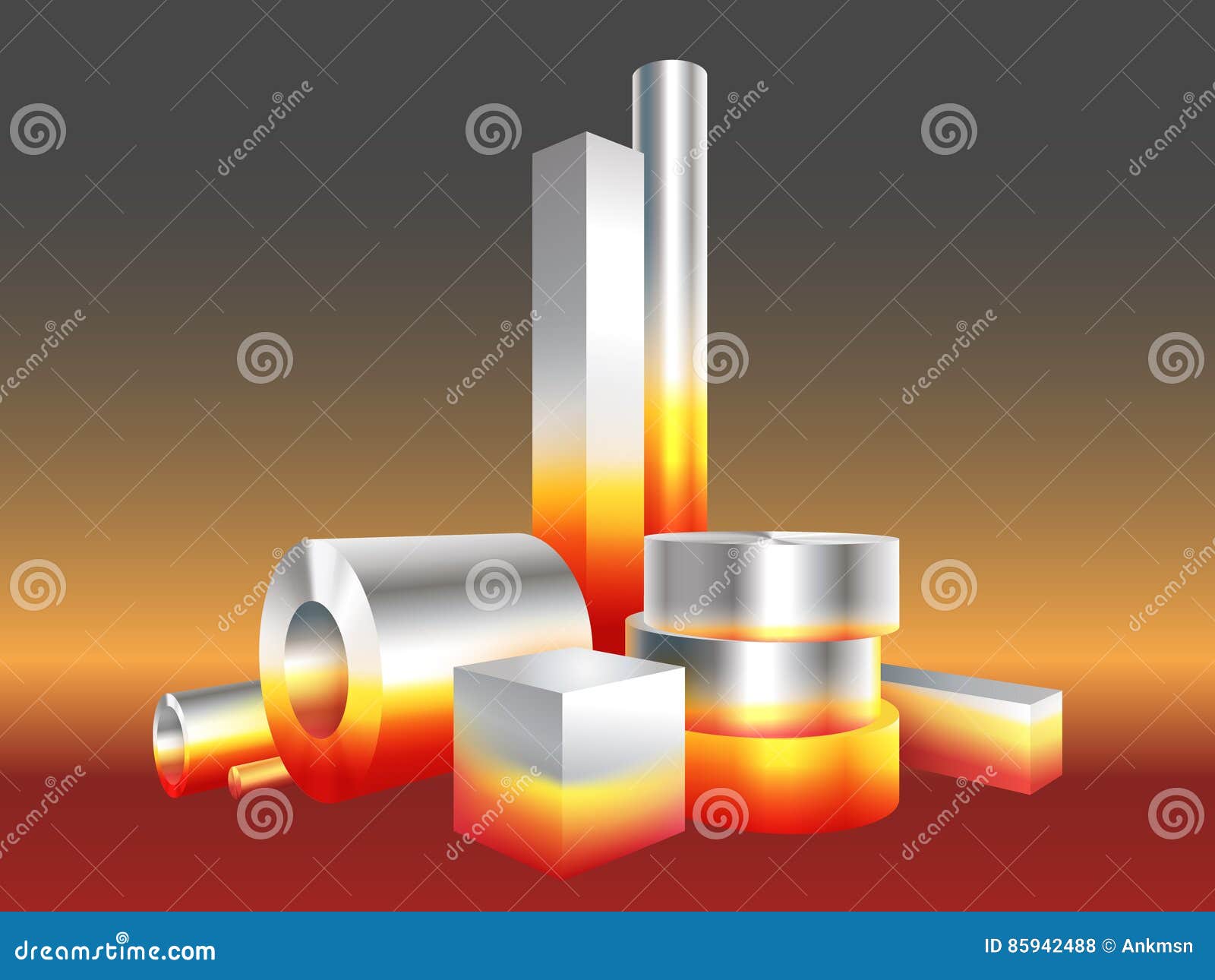 Group Different Melt Hot Metal Steel Objects Stock Vector ...