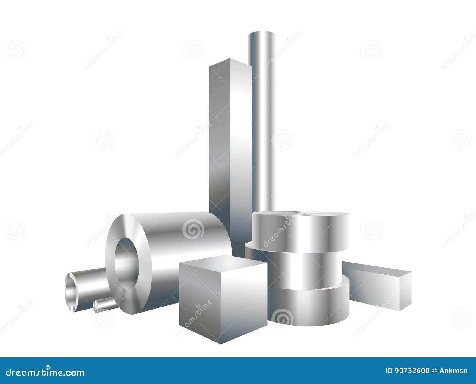 Group Different Metal Steel Objects Circle, Square, Sleeve, Pipe Stock ...