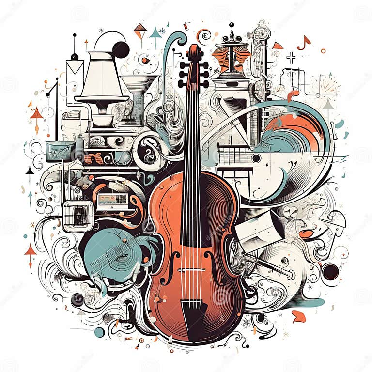 Group of Different Musical Instruments on White Background Stock ...