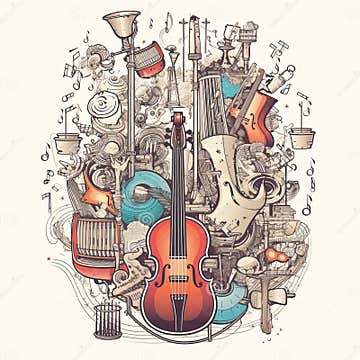 Group of Different Musical Instruments on White Background Stock ...
