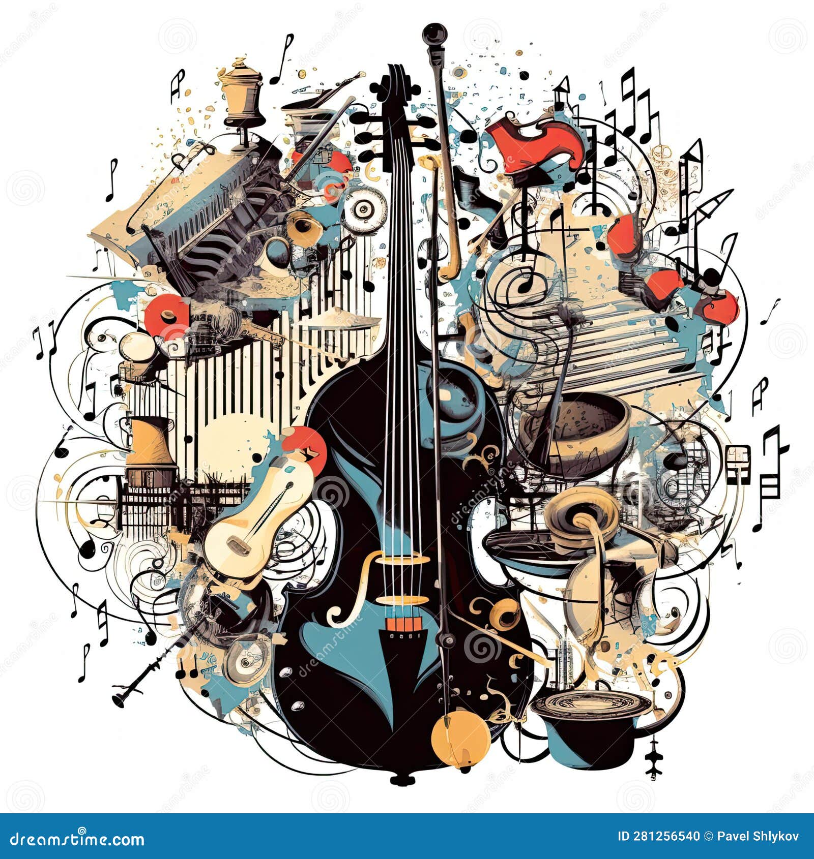 Group of Different Musical Instruments on White Background Stock ...