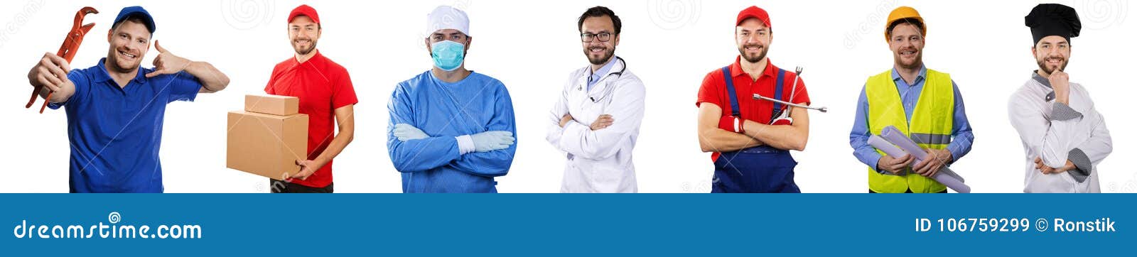 Different Occupation Job In People Group , Miniature Figure On White ...