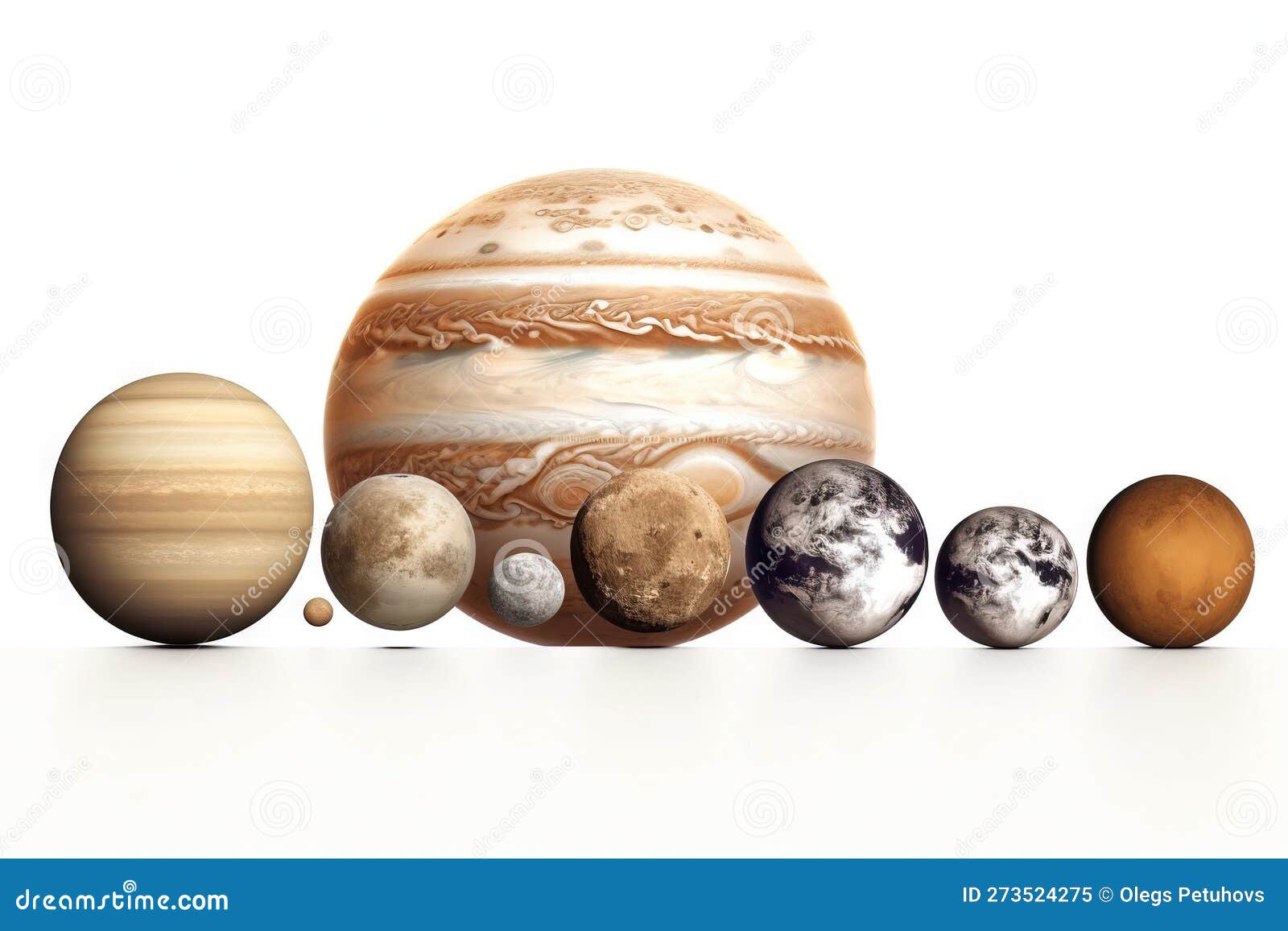 A Group of Different Planets Sitting Next To Each Other on a White ...