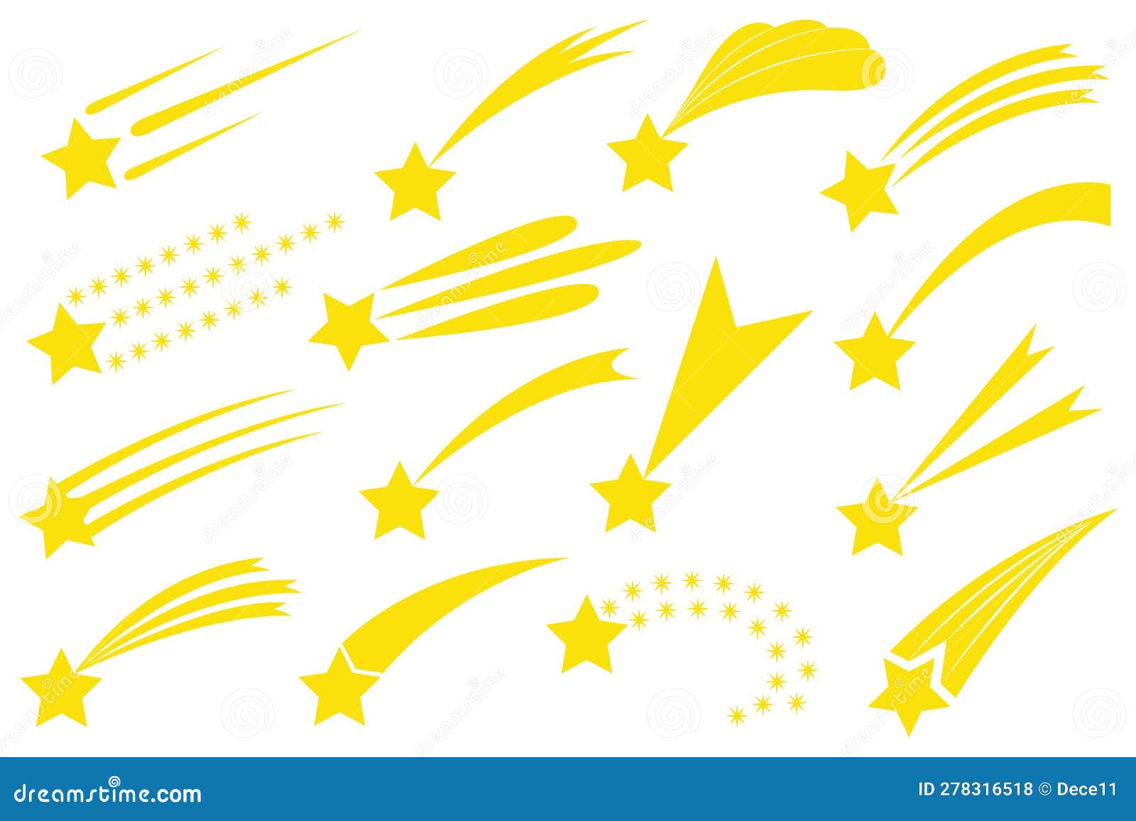 Group of Different Shooting Stars Stock Vector - Illustration of ...