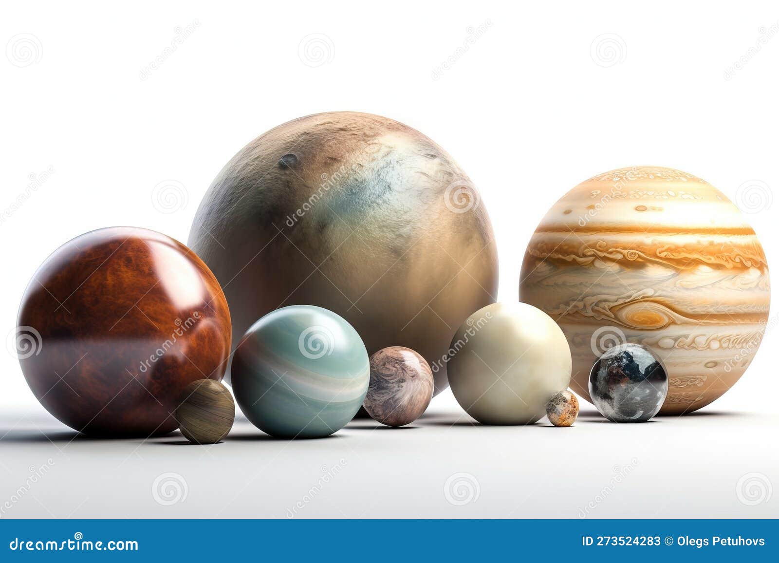 A Group of Different Sized and Colored Planets on a White Surface with ...