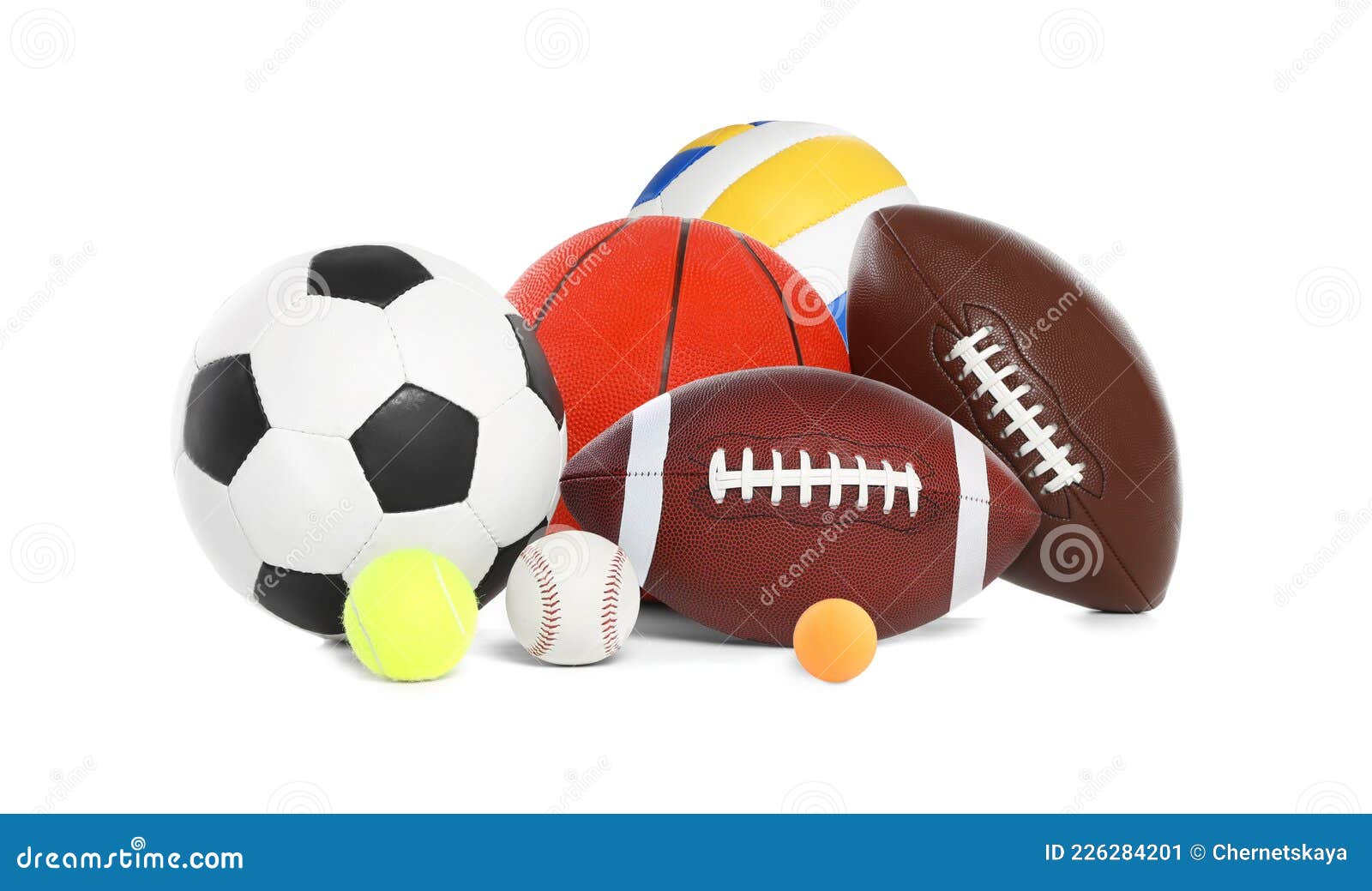 Group of Different Sport Balls on White Stock Image - Image of ...