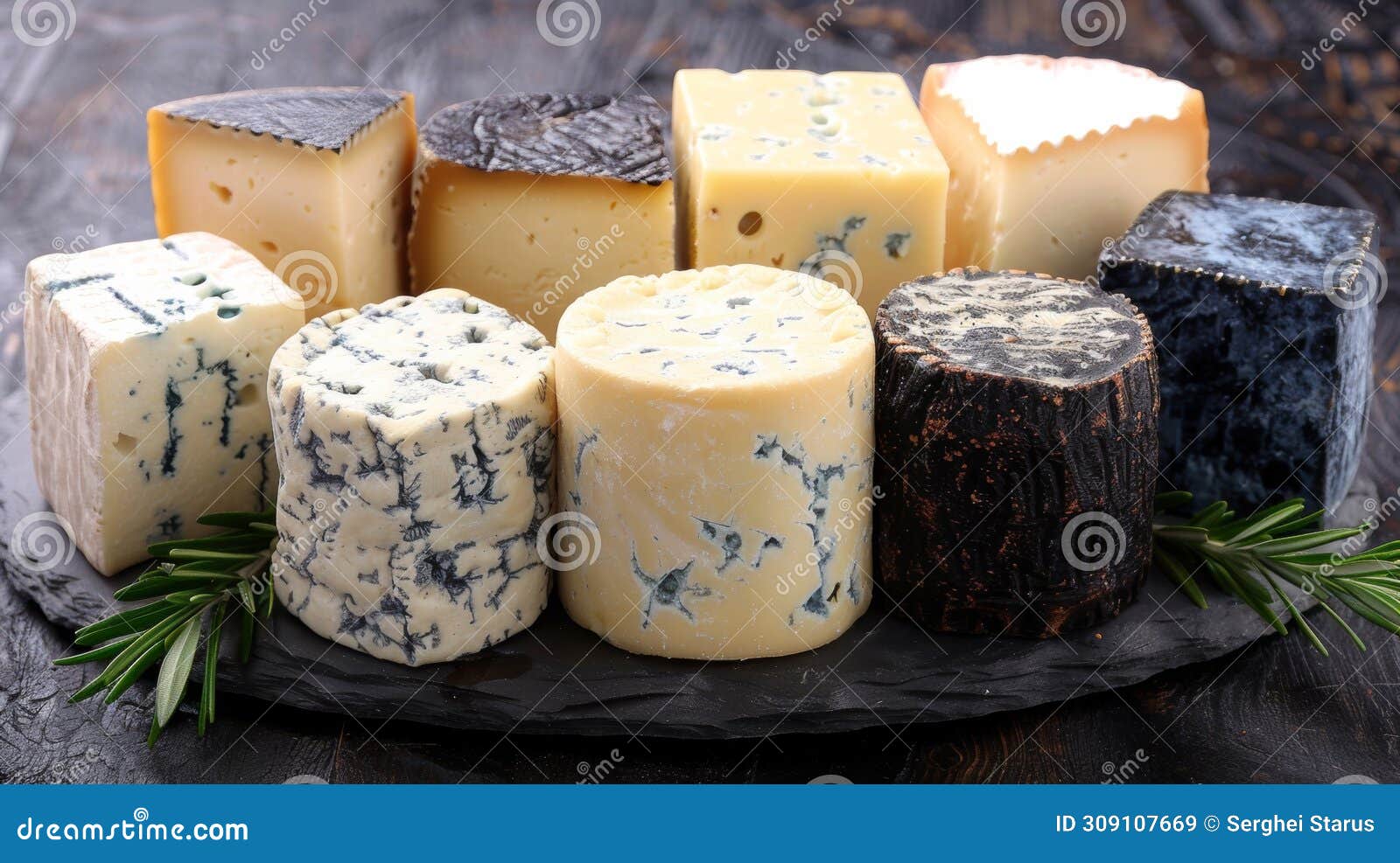A Group of Different Types and Colors of Cheese on a Plate, AI Stock ...
