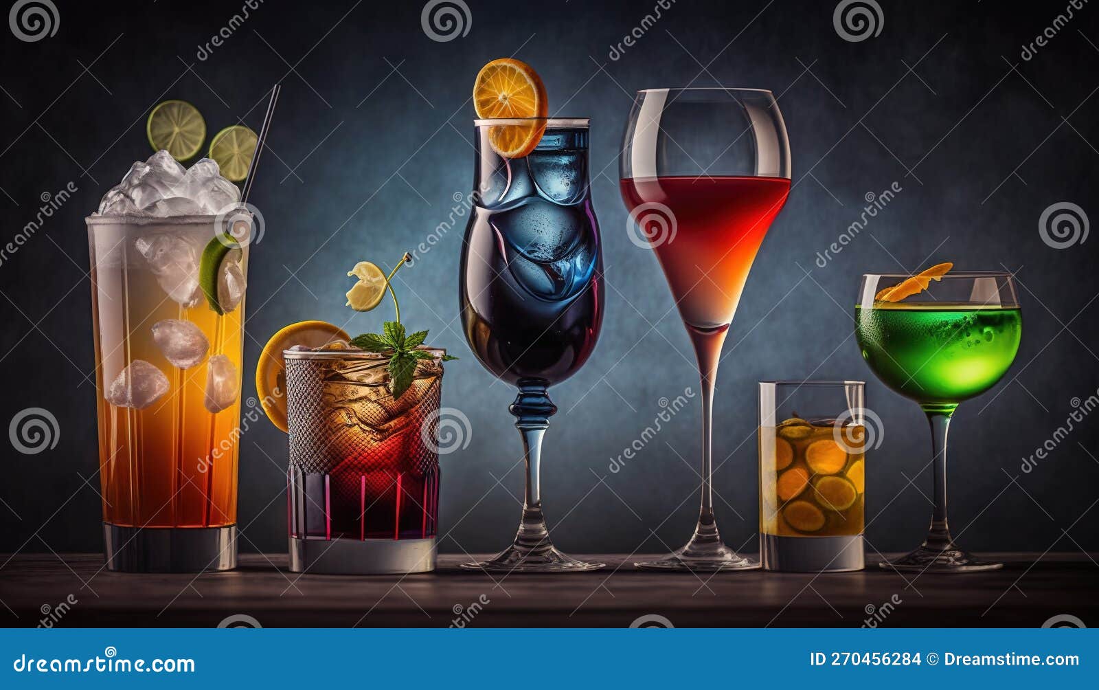 A Group of Different Types of Drinks Sitting on a Table. Generative Ai ...
