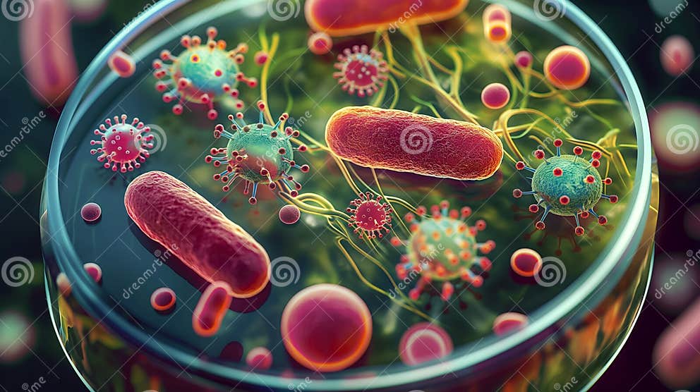 Group of Different Types of Microscopic Bacteria or Microbes Stock ...