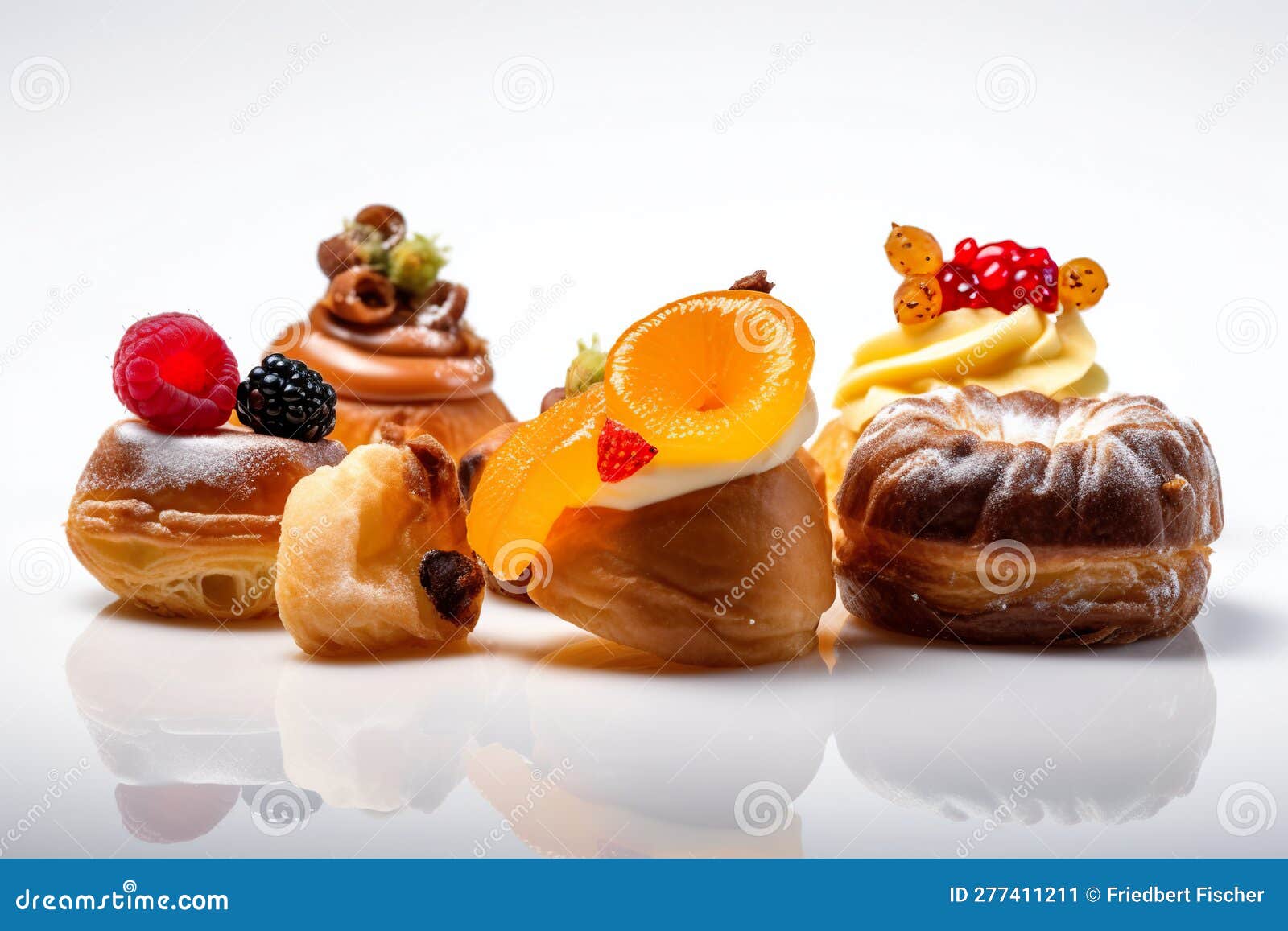 A Group of Different Types of Pastries on a White Surface. Generative ...