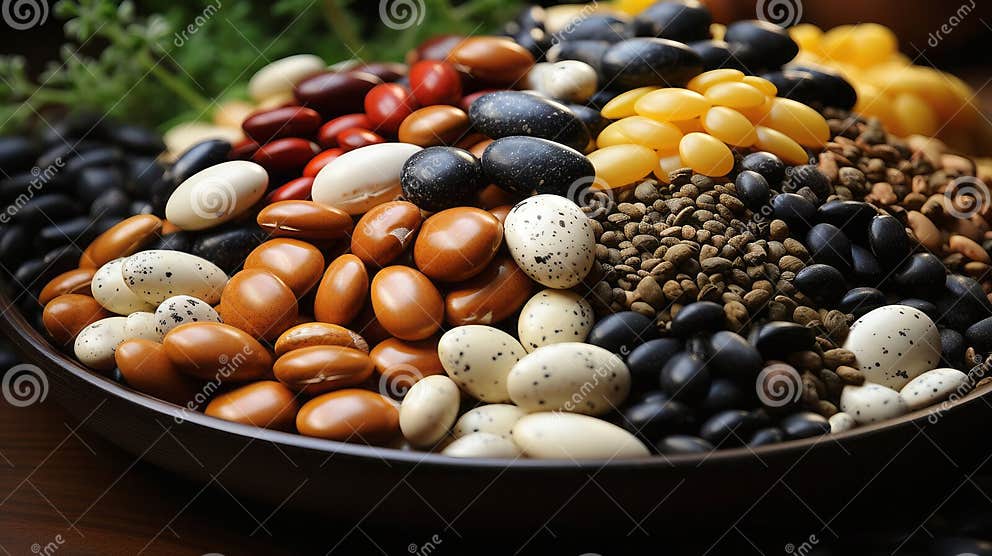 A Group of Different Types of Seeds Close-up. Generative AI. Stock ...