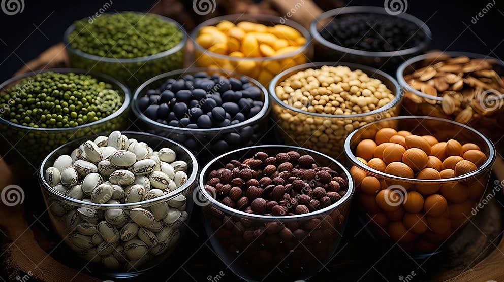 A Group of Different Types of Seeds Close-up. Generative AI. Stock ...