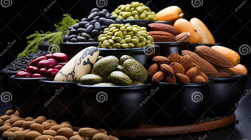 A Group of Different Types of Seeds Close-up. Generative AI. Stock ...